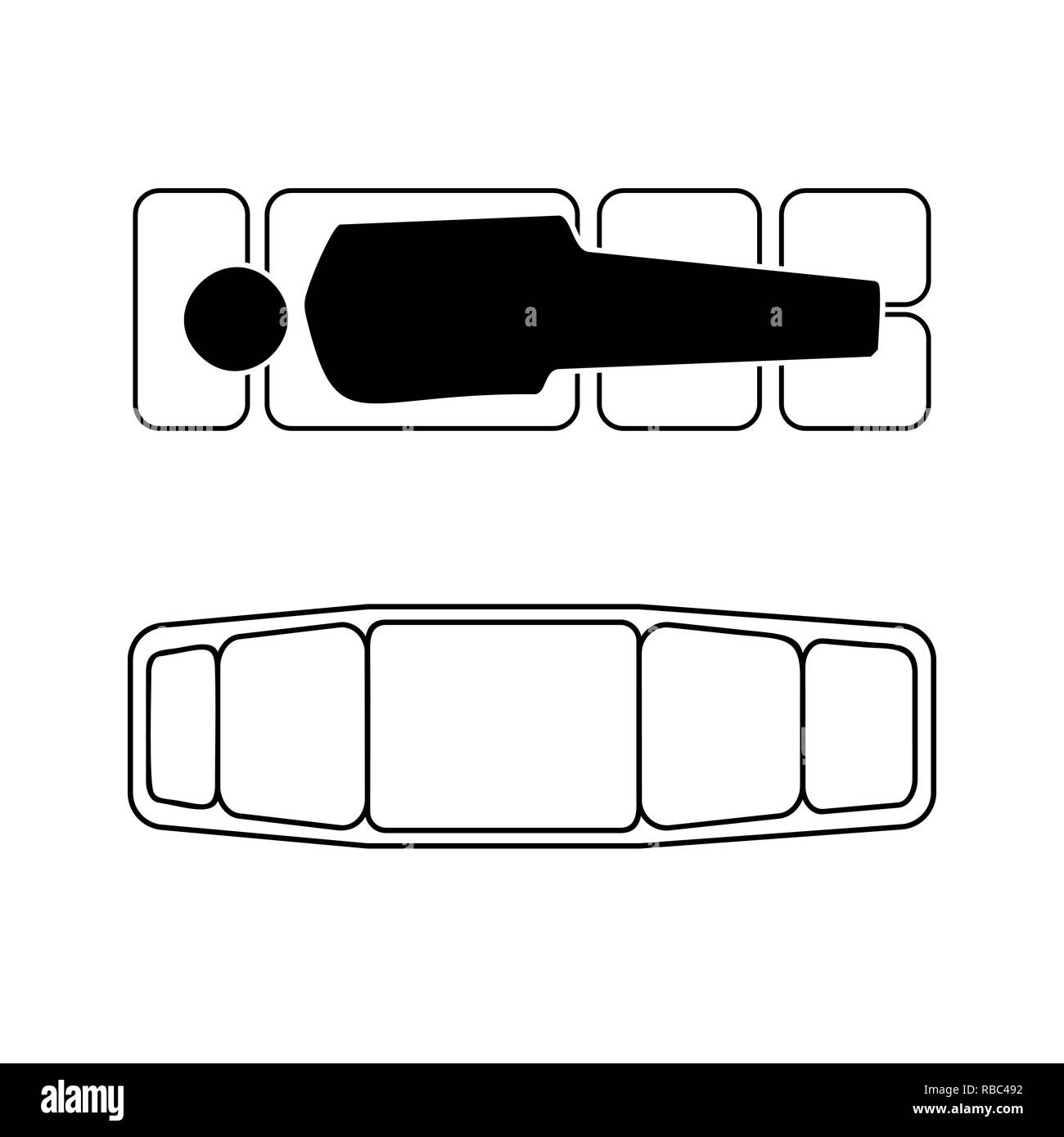 Human silhouette sleeping in the bed with closet icon, vector ...