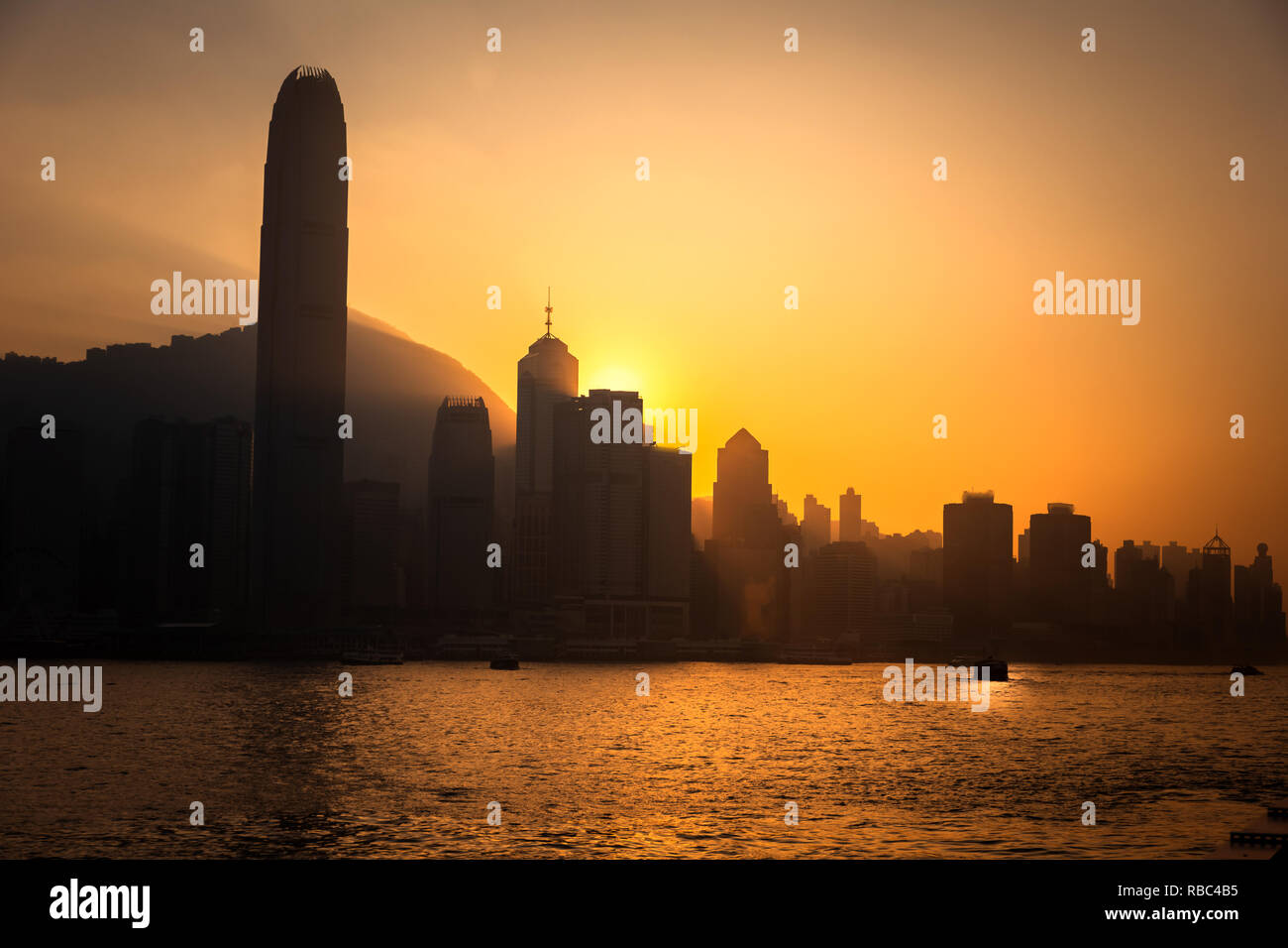 Hong Kong Victoria Harbour view with sunset Stock Photo - Alamy