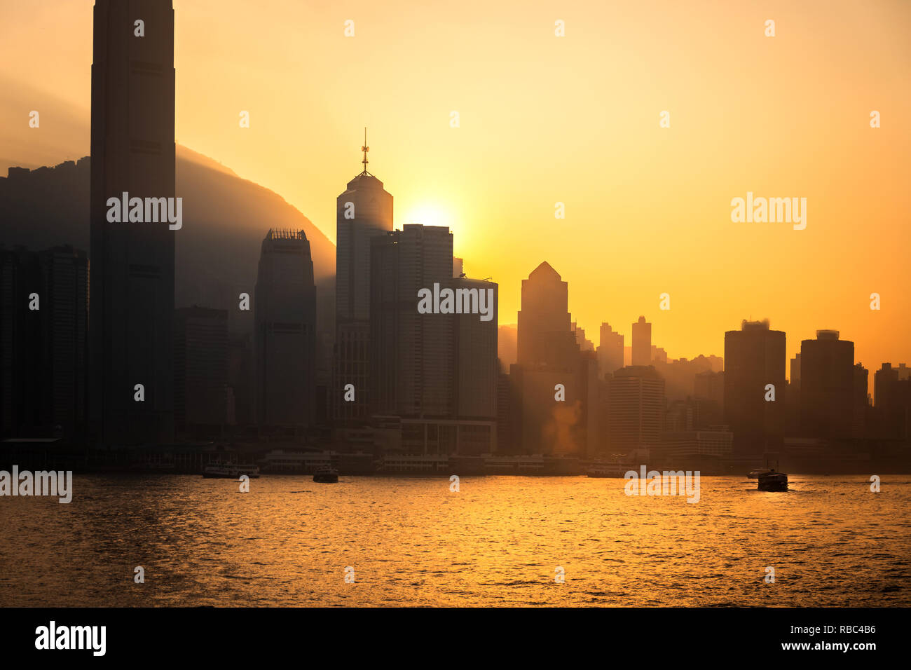 Hong Kong Victoria Harbour view with sunset Stock Photo - Alamy
