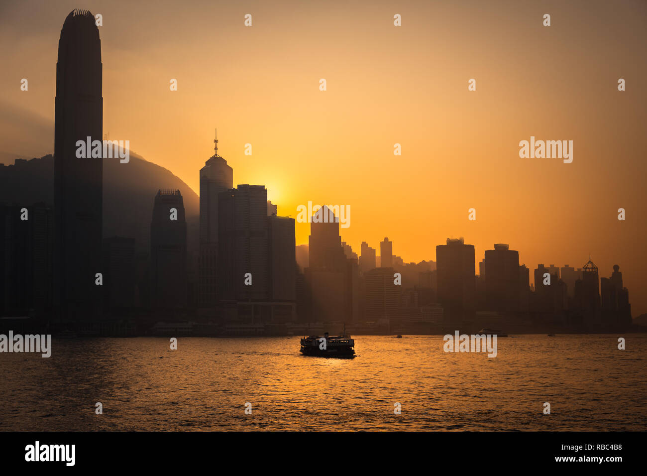 Hong Kong Victoria Harbour view with sunset Stock Photo - Alamy
