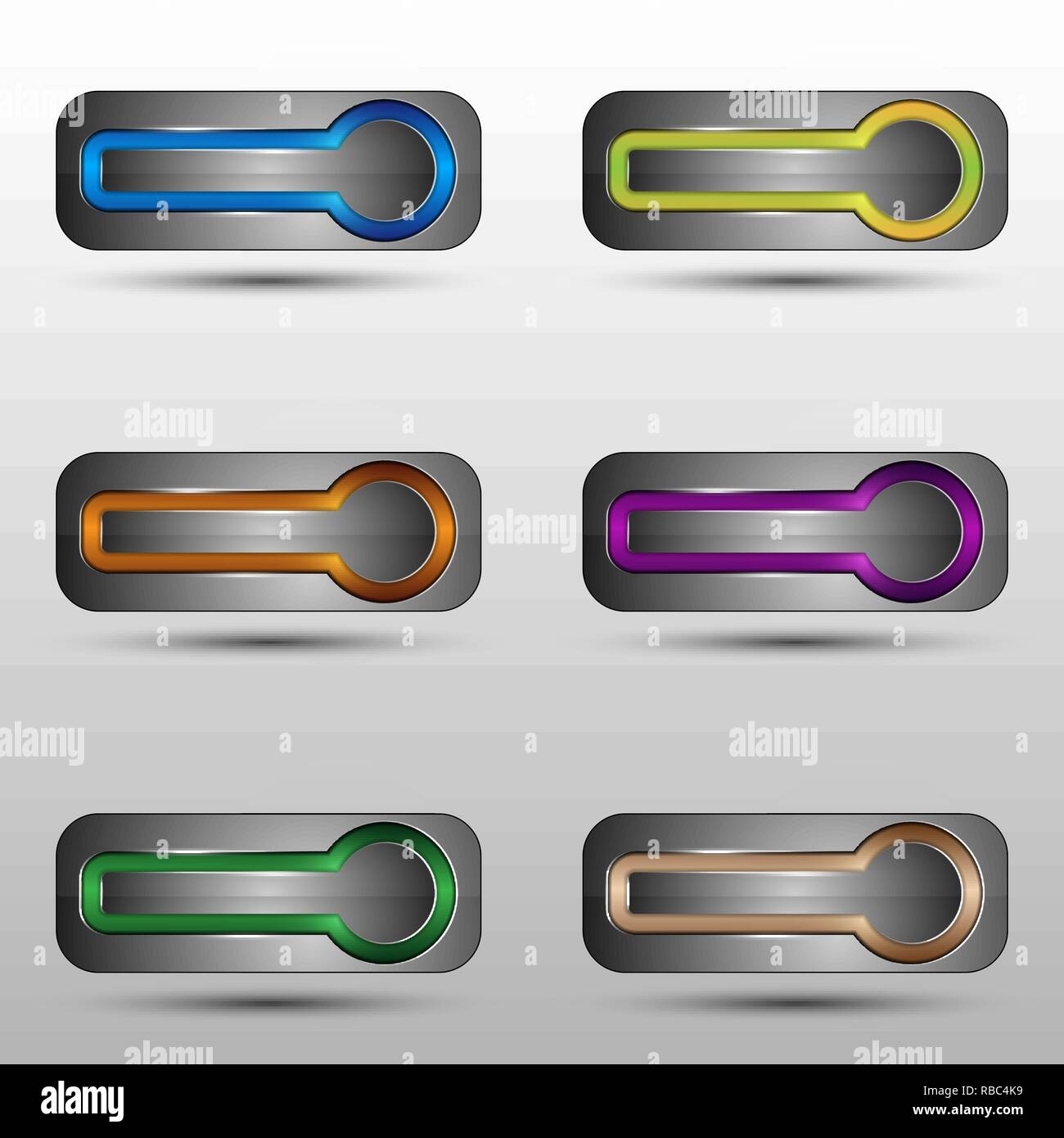 Set of metallic buttons with neon light Stock Vector Image & Art - Alamy