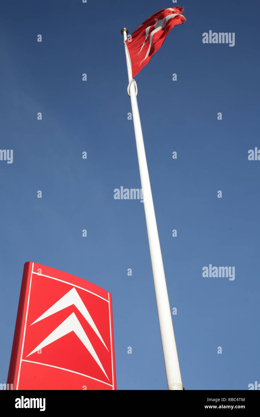 Citroen flags in denmark Stock Photo - Alamy