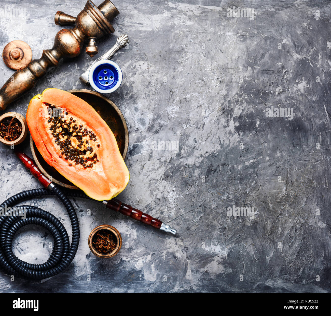 Oriental exotic hookah with papaya fruit flavor.Smoking Turkish shisha ...