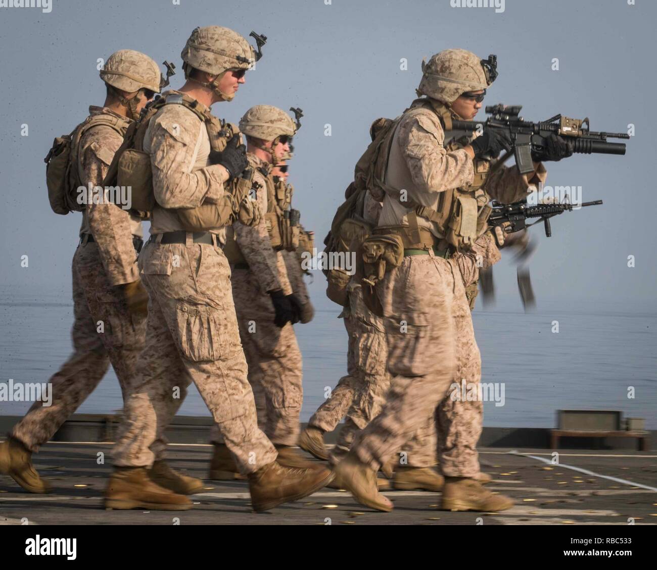 ARABIAN SEA - U.S. Marines with Kilo Company, Battalion Landing Team 3/1, 13th Marine ...