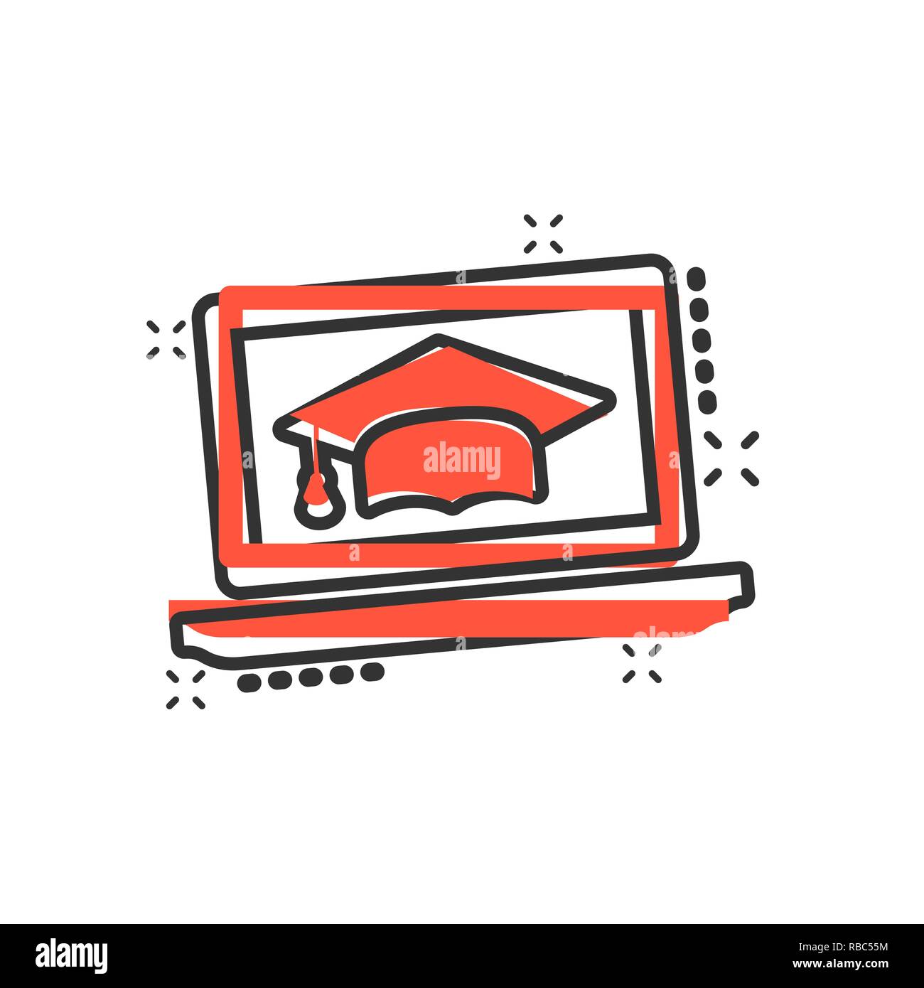 Elearning education icon in comic style. Study vector cartoon ...