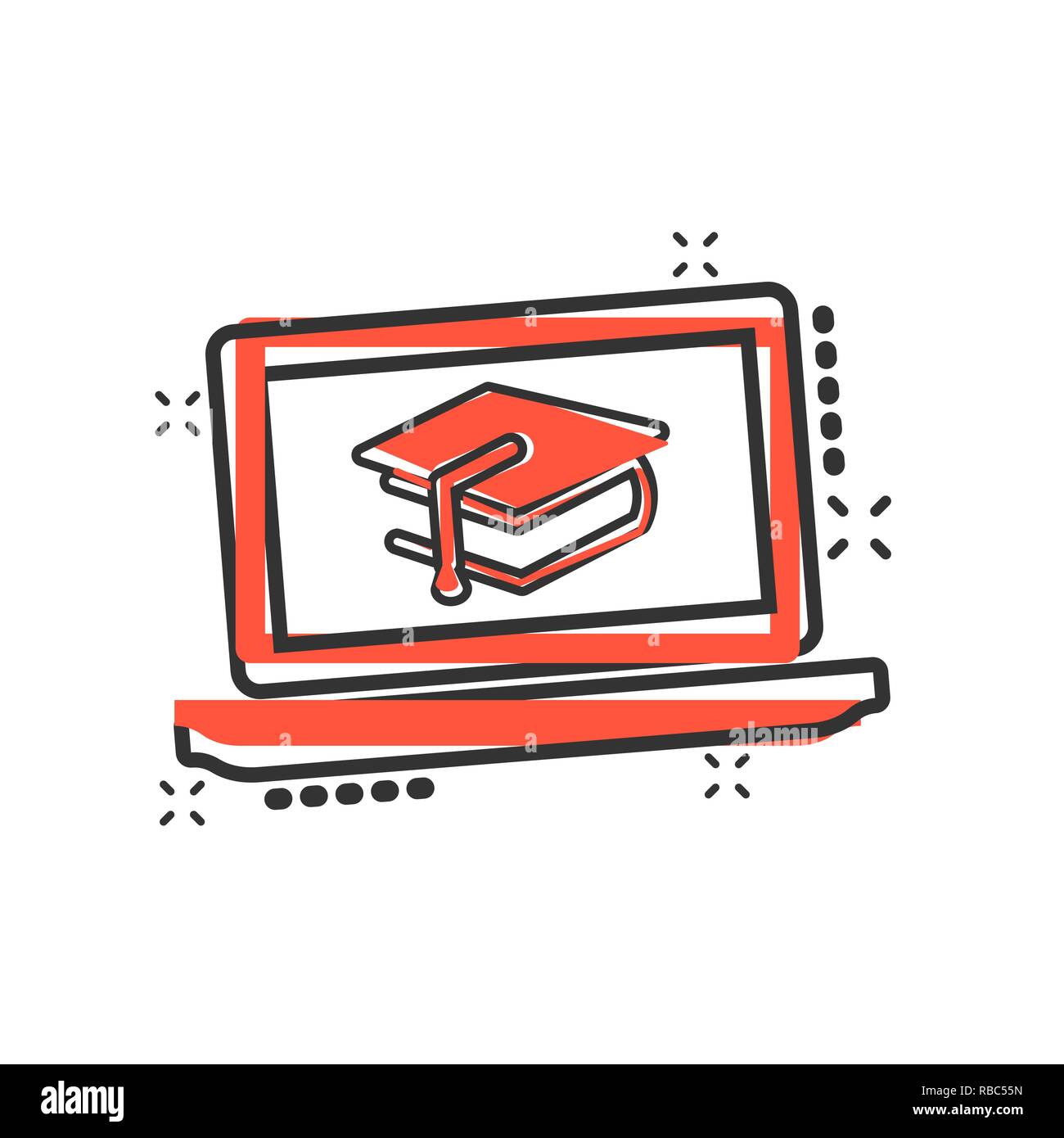 Elearning education icon in comic style. Study vector cartoon ...