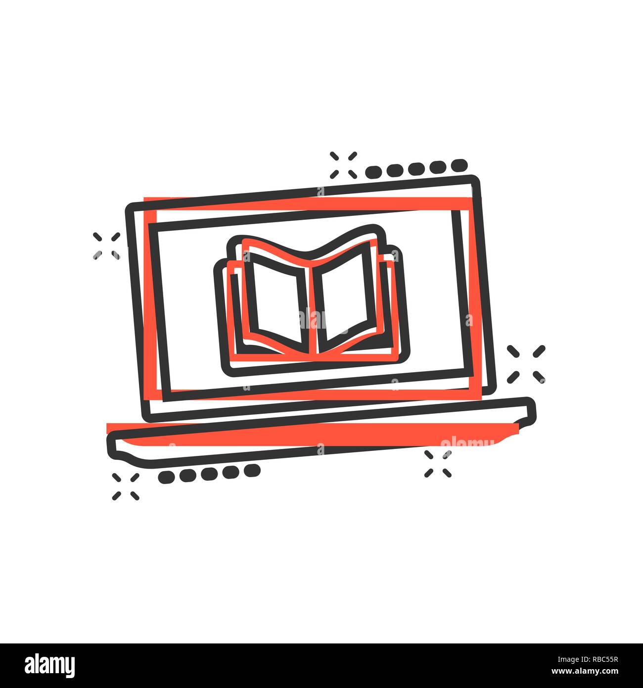 Elearning education icon in comic style. Study vector cartoon ...