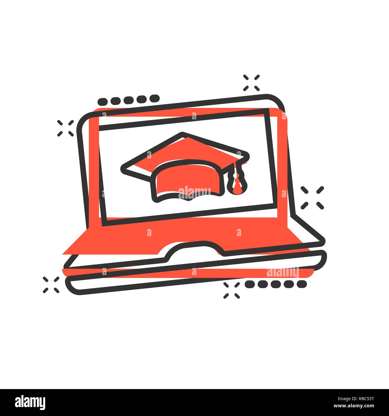 Elearning education icon in comic style. Study vector cartoon ...