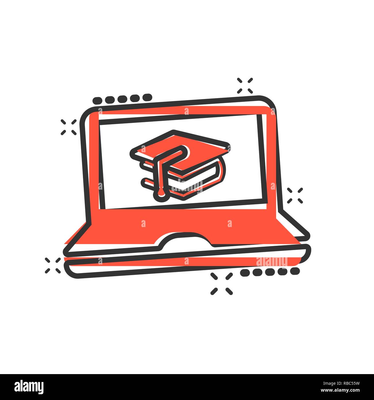 Elearning education icon in comic style. Study vector cartoon ...