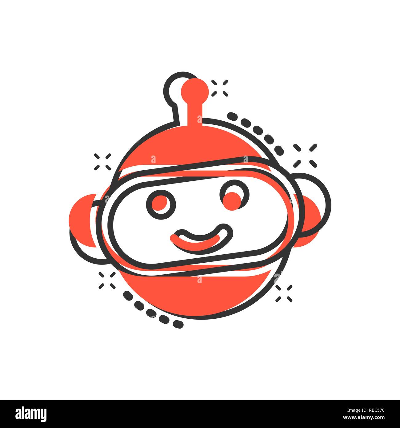 Cute robot chatbot icon in comic style. Bot operator vector cartoon ...