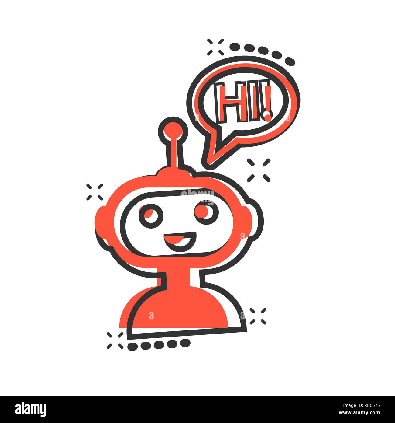 Cute robot chatbot icon in comic style. Bot operator vector cartoon ...