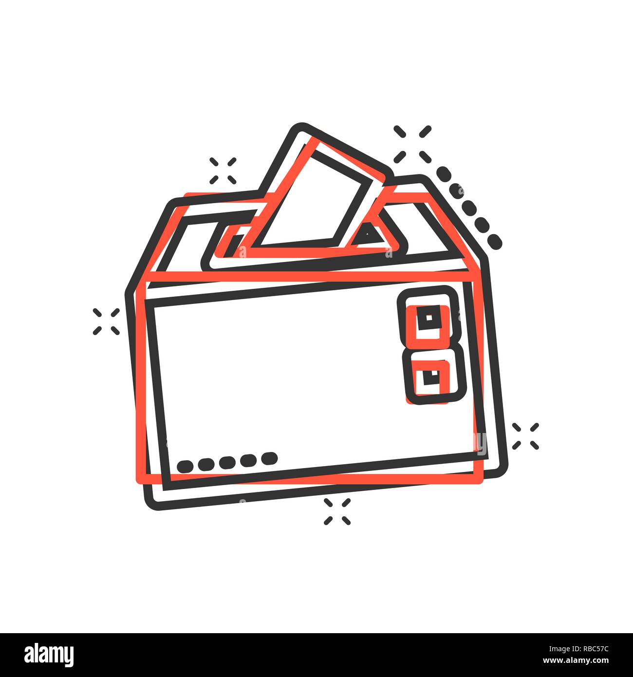 Election voter box icon in comic style. Ballot suggestion vector ...