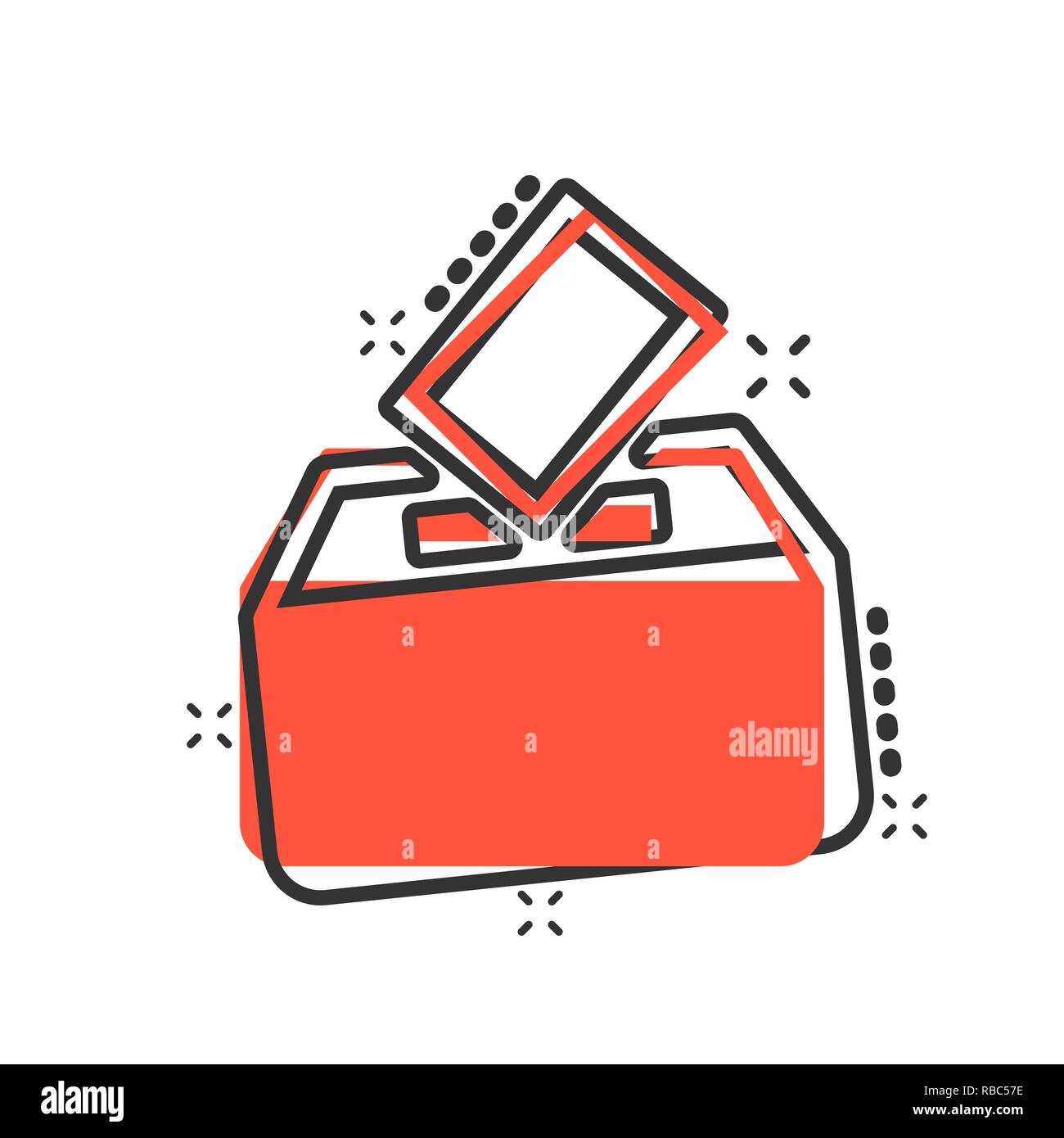 Election voter box icon in comic style. Ballot suggestion vector ...