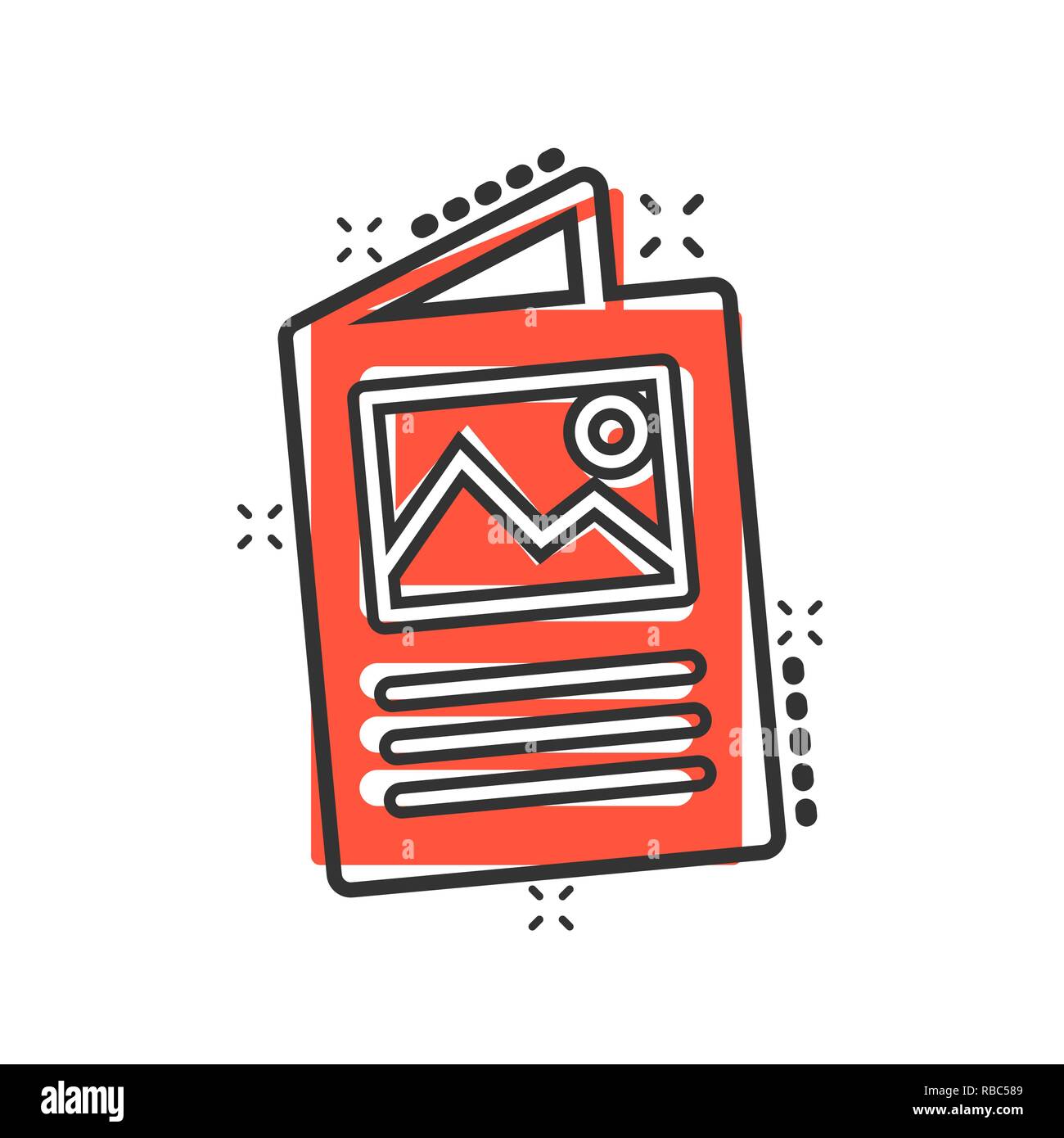 Flyer leaflet icon in comic style. Brochure sheet vector cartoon ...