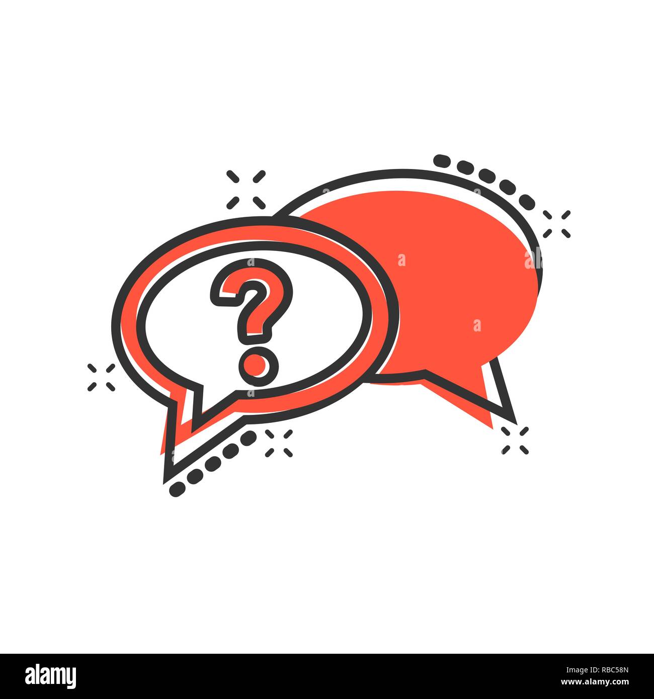 Question mark icon in comic style. Discussion speech bubble vector ...