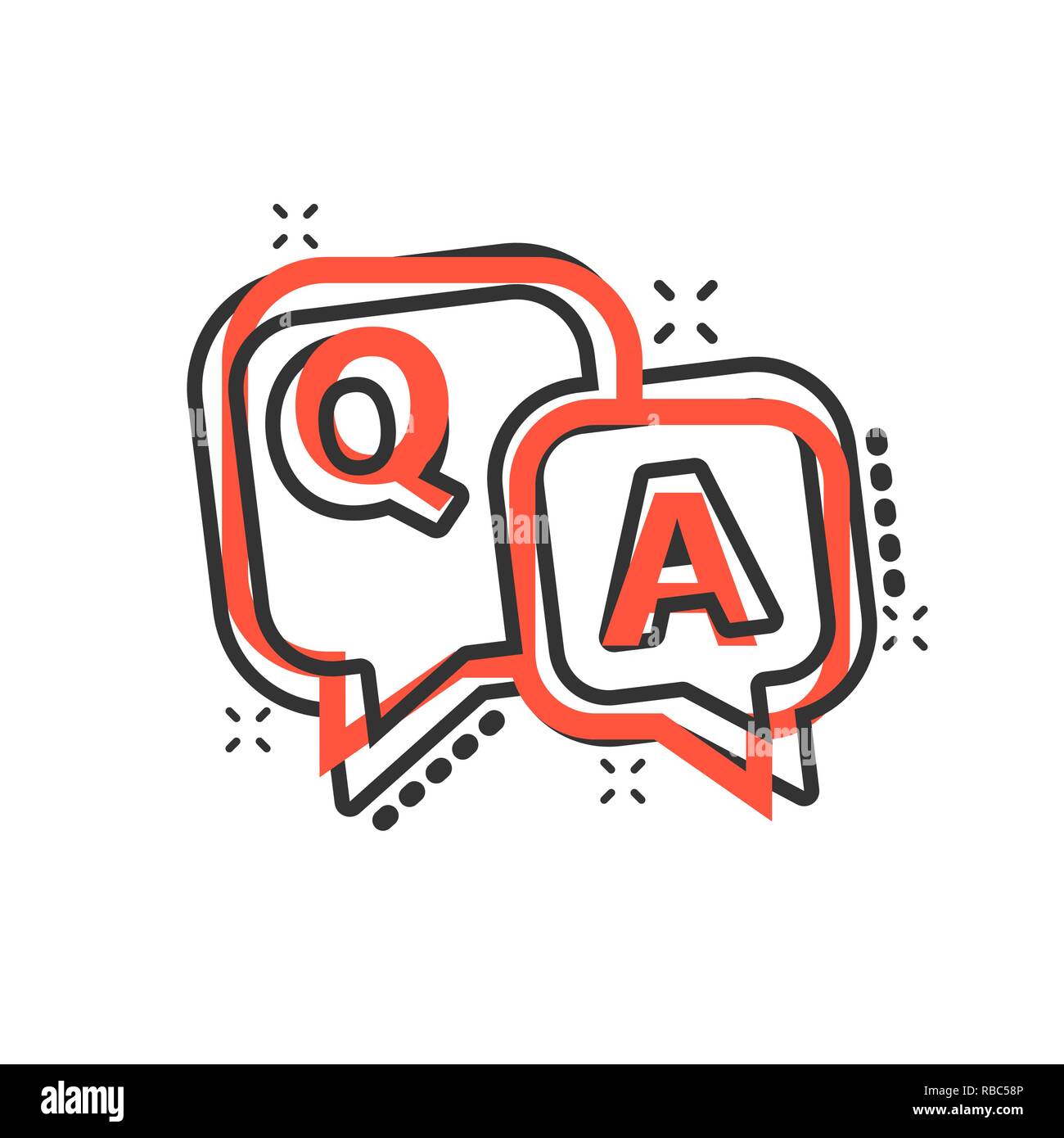 Question and answer icon in comic style. Discussion speech bubble ...