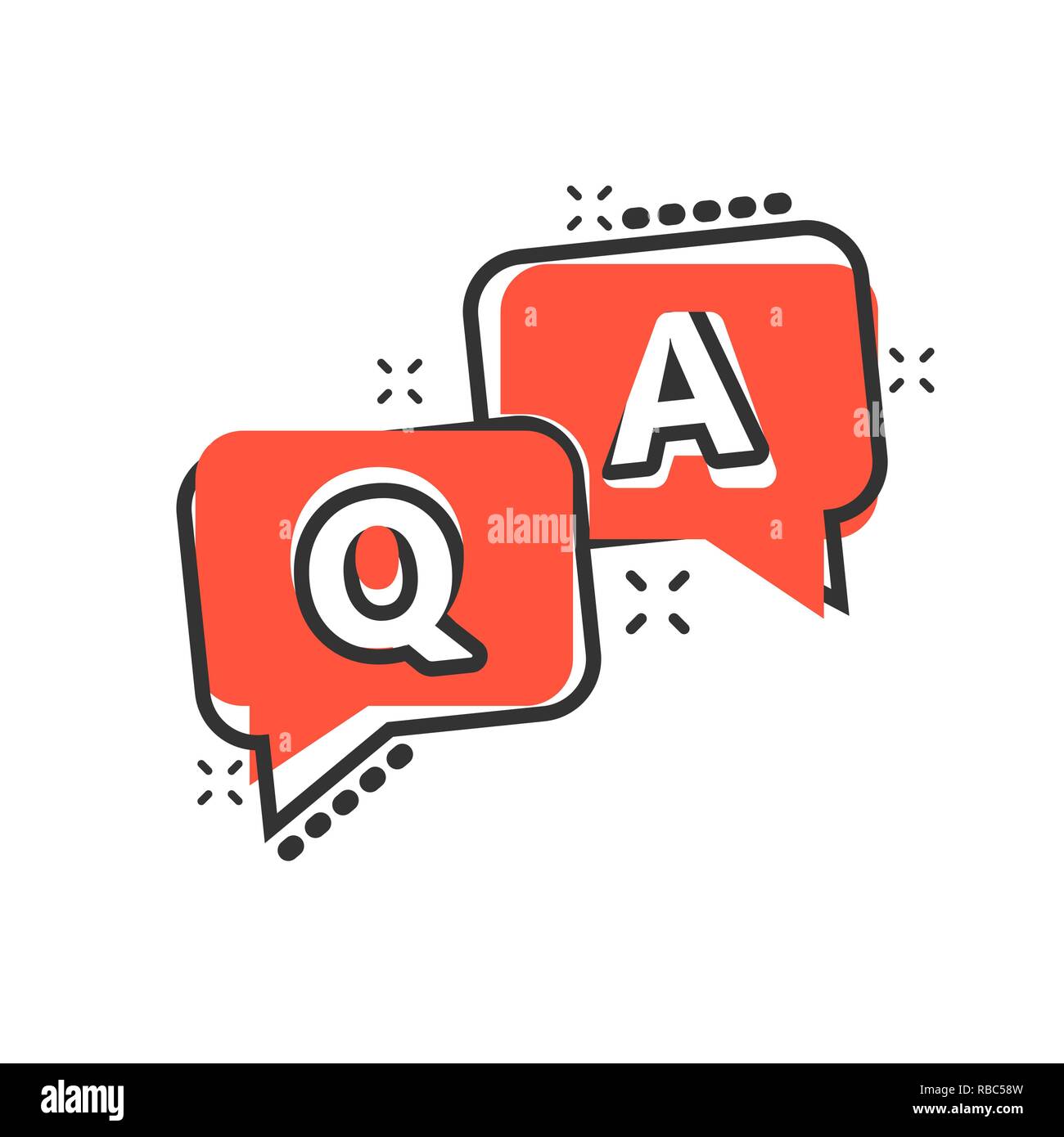 Question and answer icon in comic style. Discussion speech bubble ...