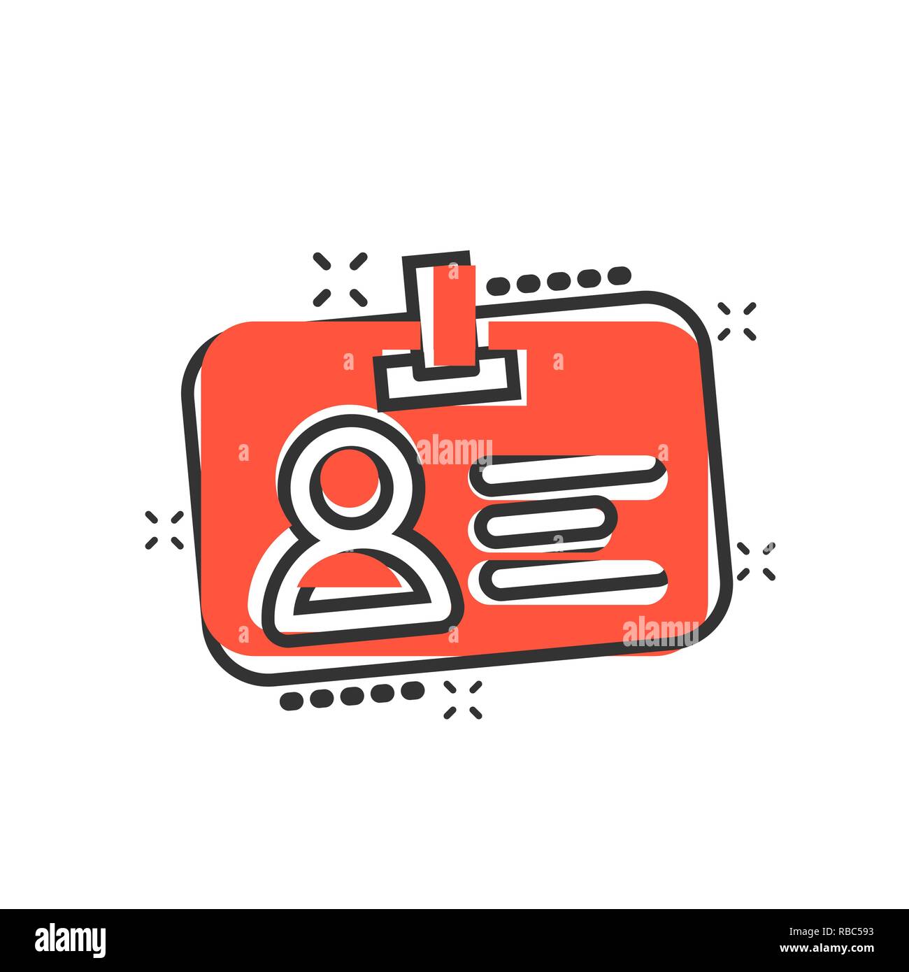 Id card icon in comic style. Identity badge vector cartoon illustration ...