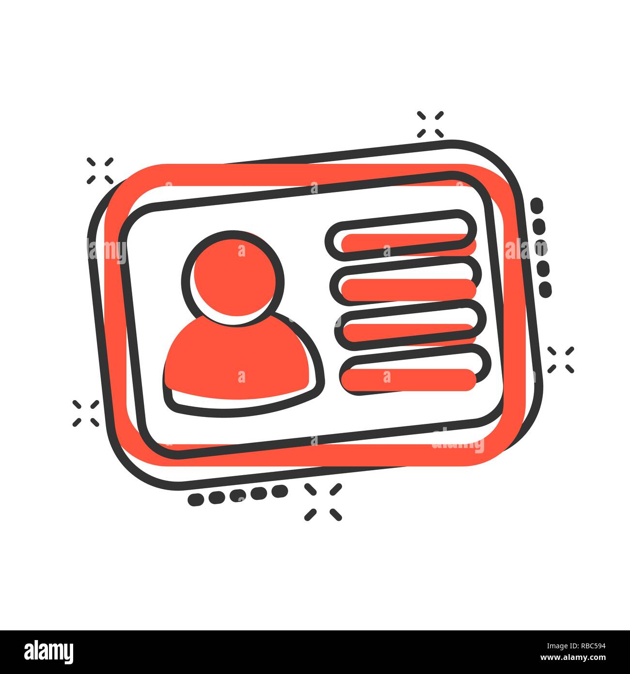 Id card icon in comic style. Identity badge vector cartoon illustration ...