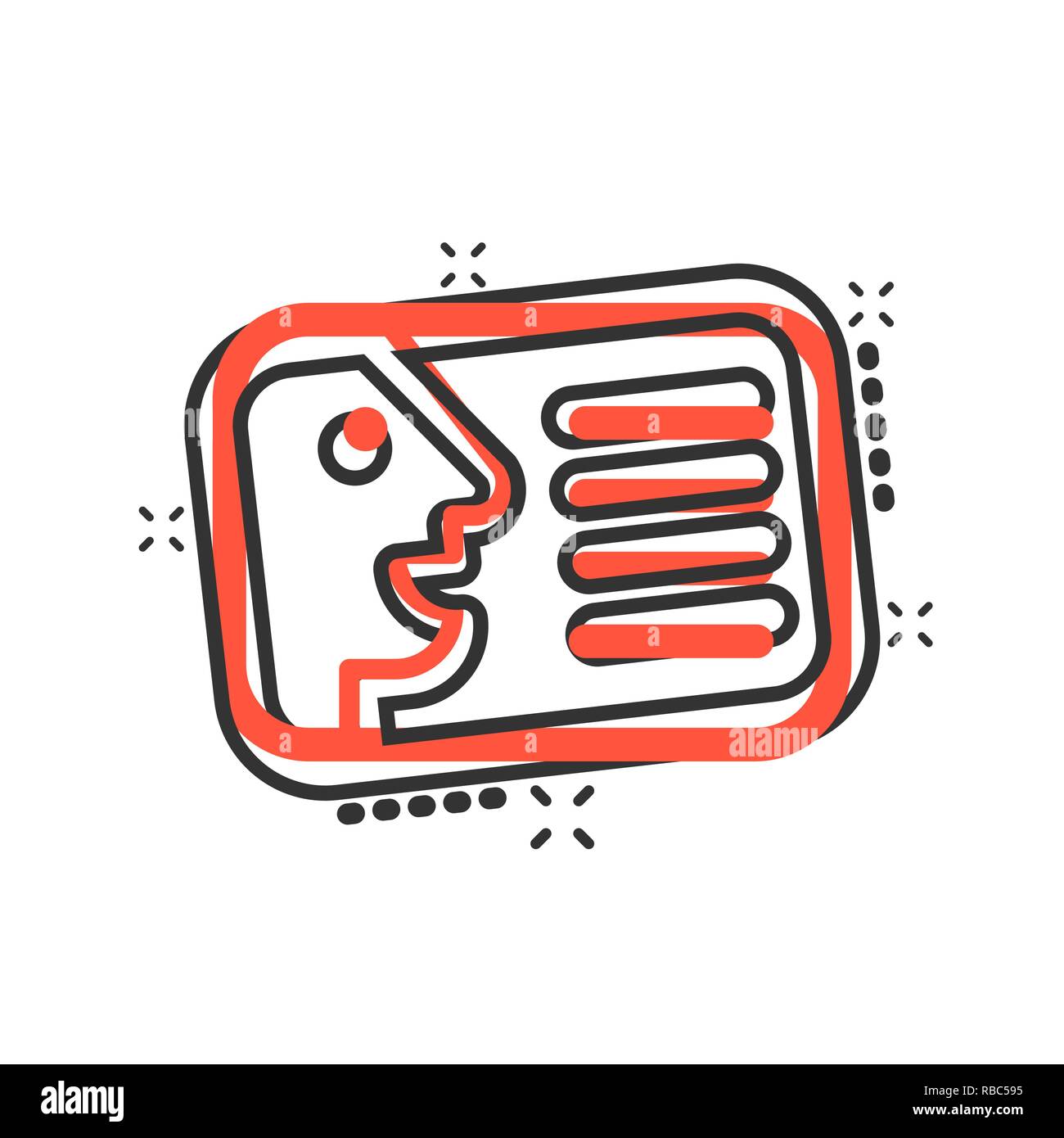 Id card icon in comic style. Identity badge vector cartoon illustration ...