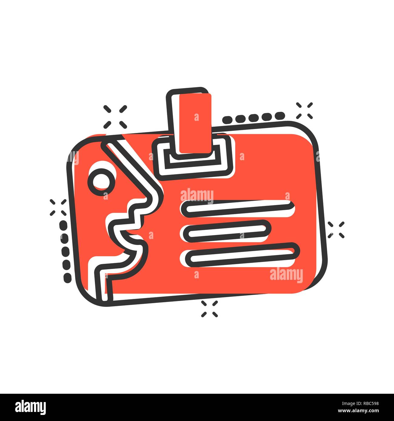 Id card icon in comic style. Identity badge vector cartoon illustration ...
