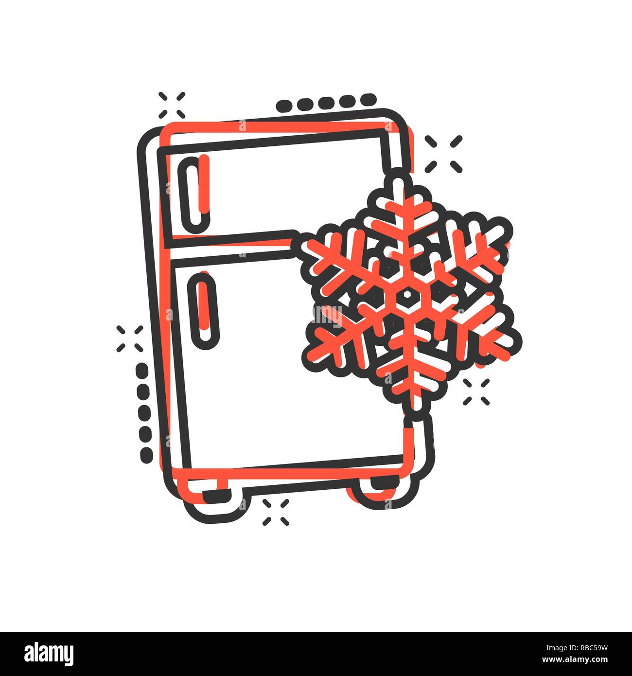 Fridge refrigerator icon in comic style. Freezer container vector ...