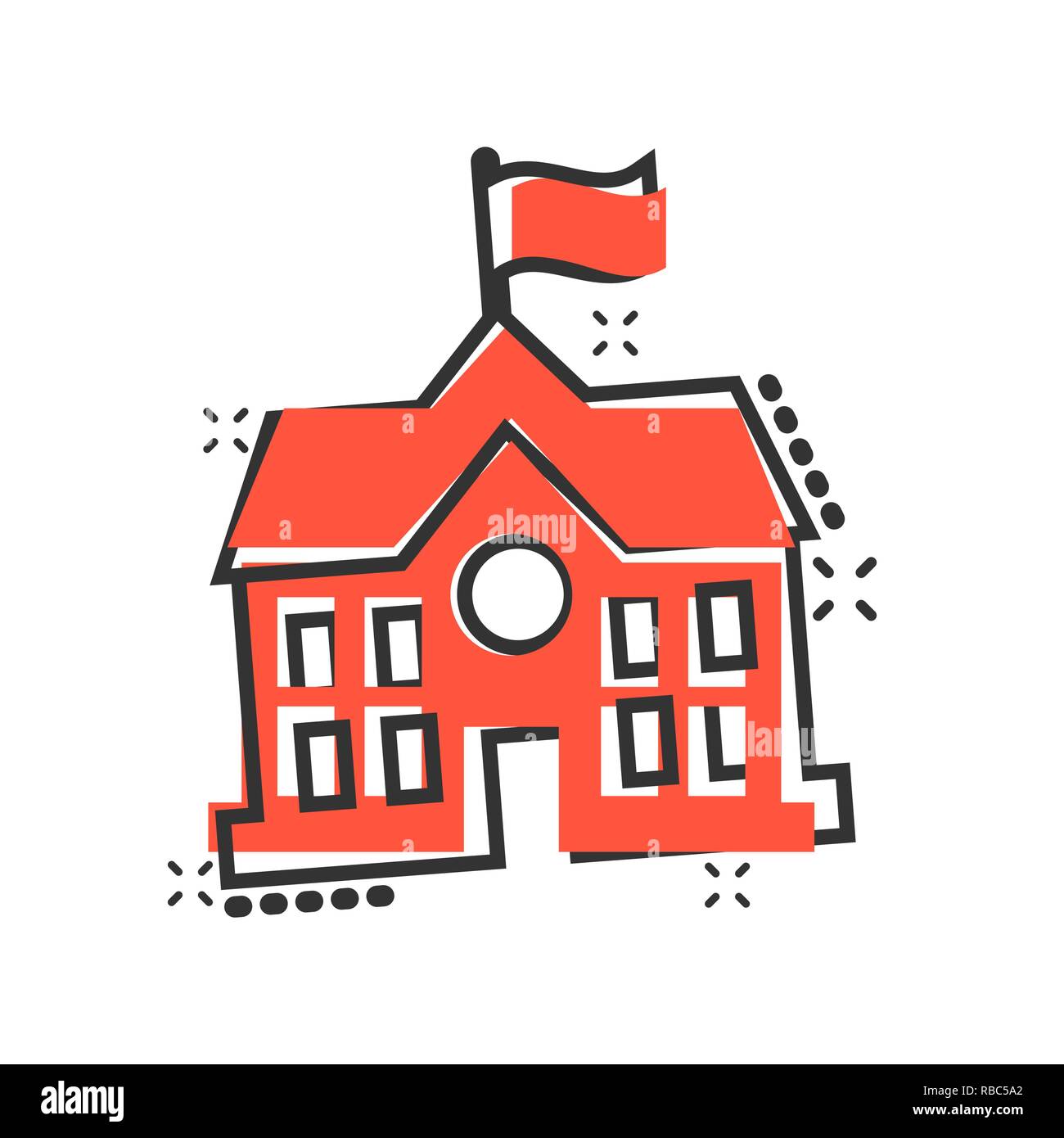 School building icon in comic style. College education vector cartoon ...