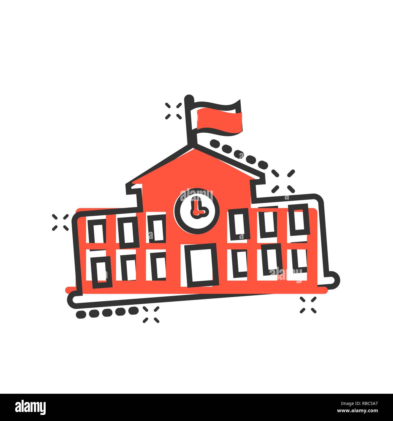School building icon in comic style. College education vector cartoon ...