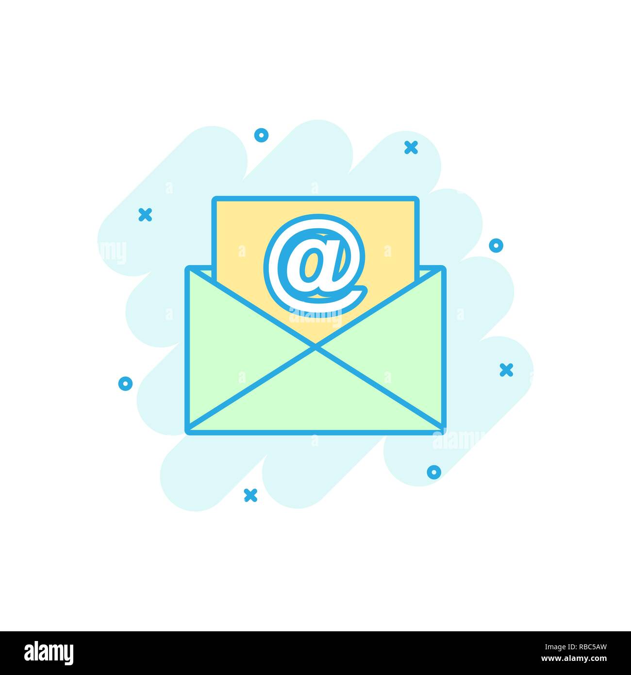 Mail envelope icon in comic style. Email message vector cartoon ...
