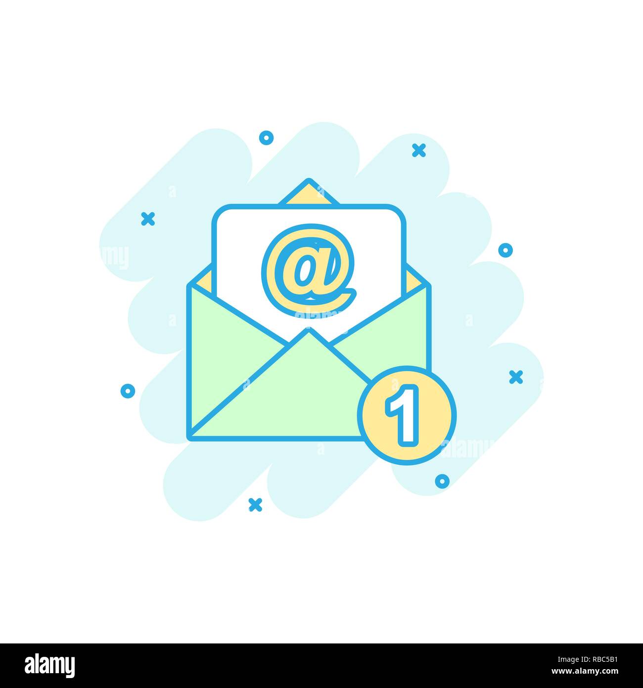 Mail envelope icon in comic style. Email message vector cartoon ...