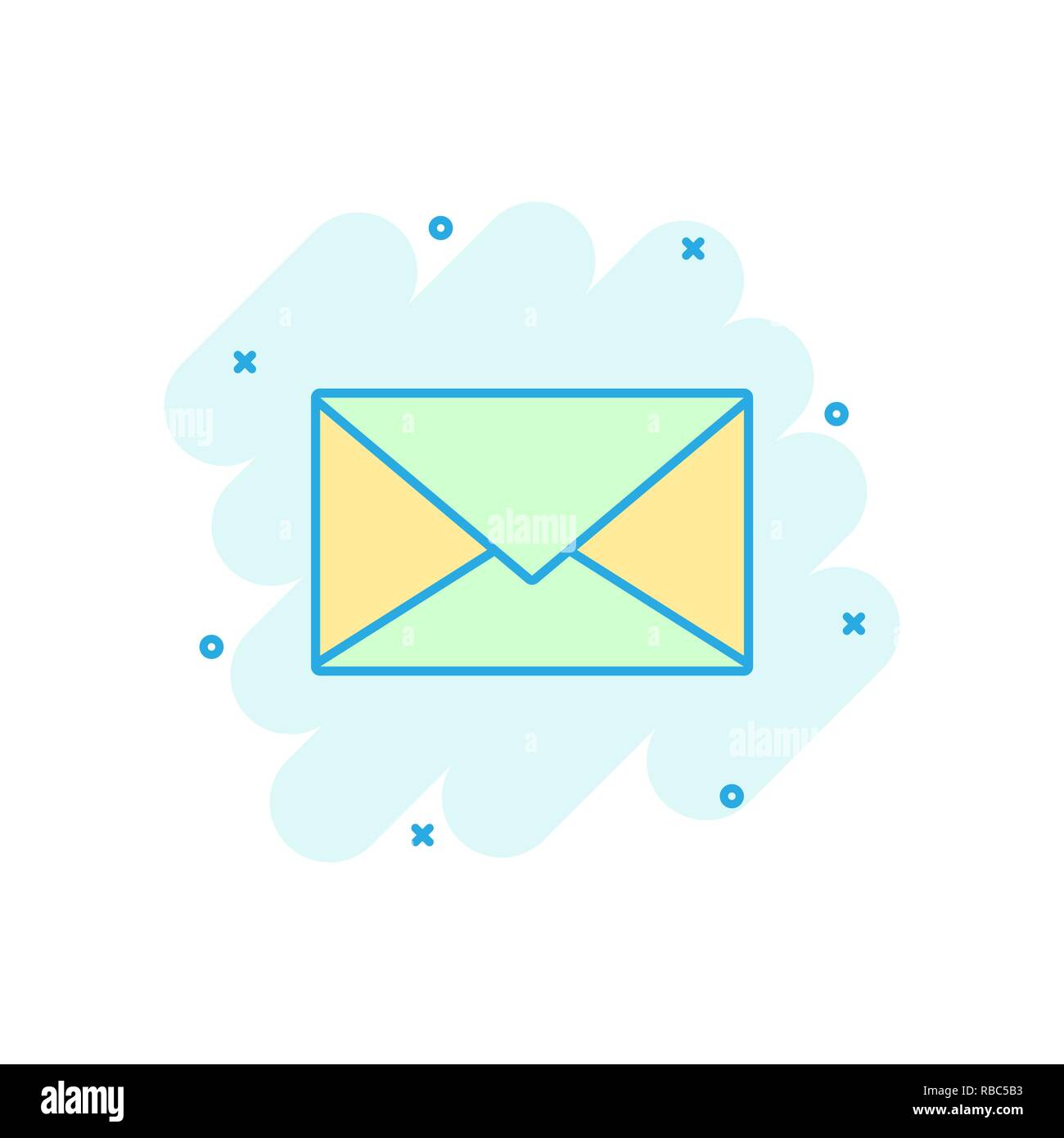 Mail envelope icon in comic style. Email message vector cartoon ...