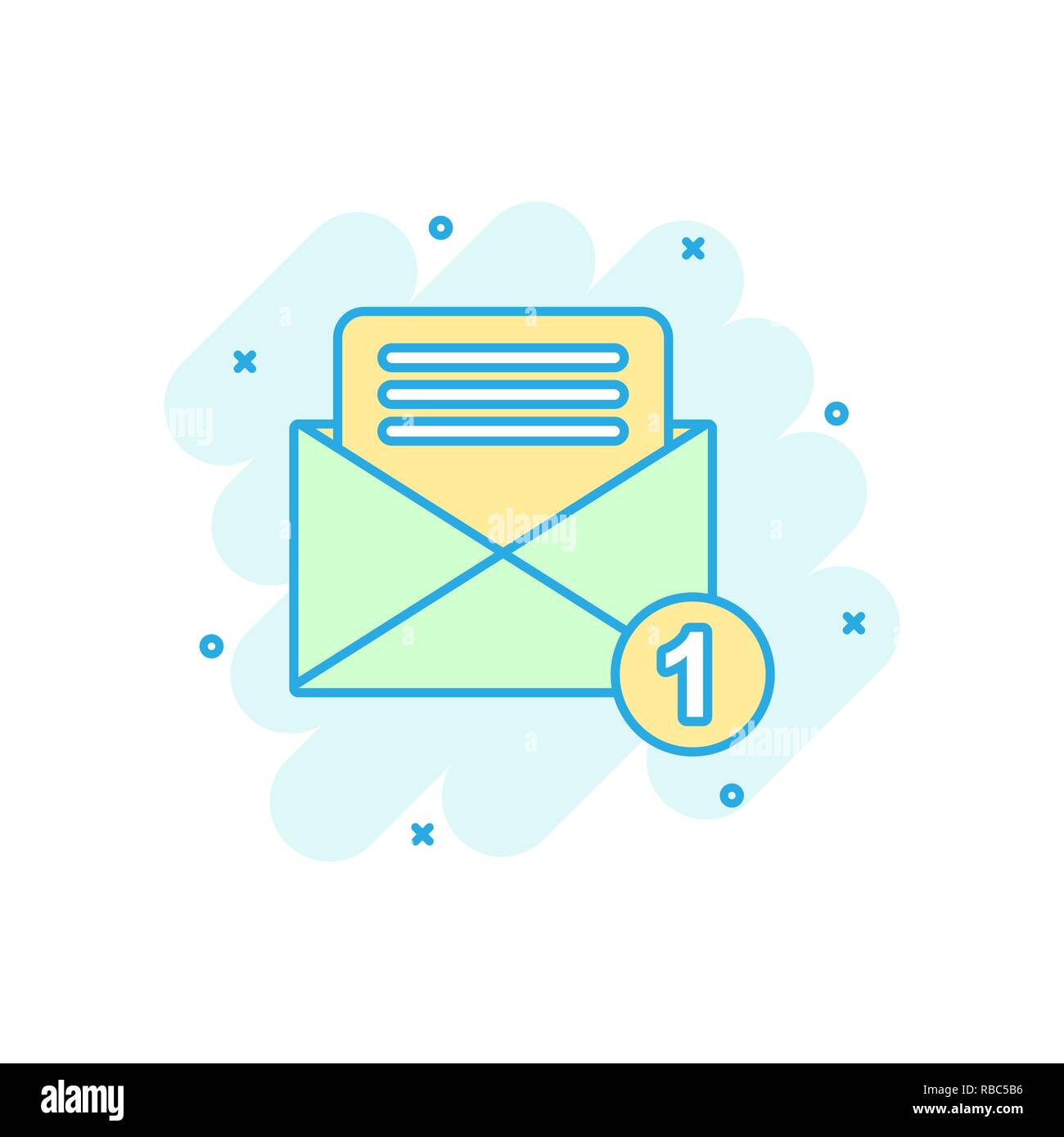 Mail envelope icon in comic style. Email message vector cartoon ...