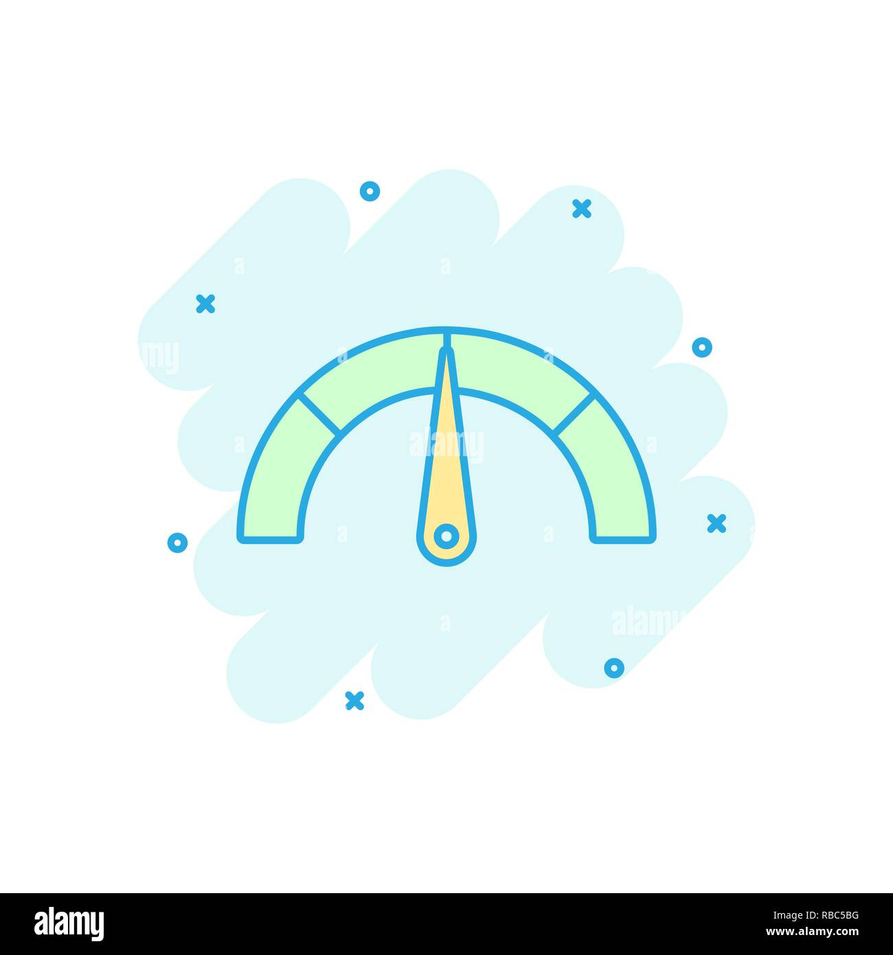 Meter dashboard icon in comic style. Credit score indicator level ...