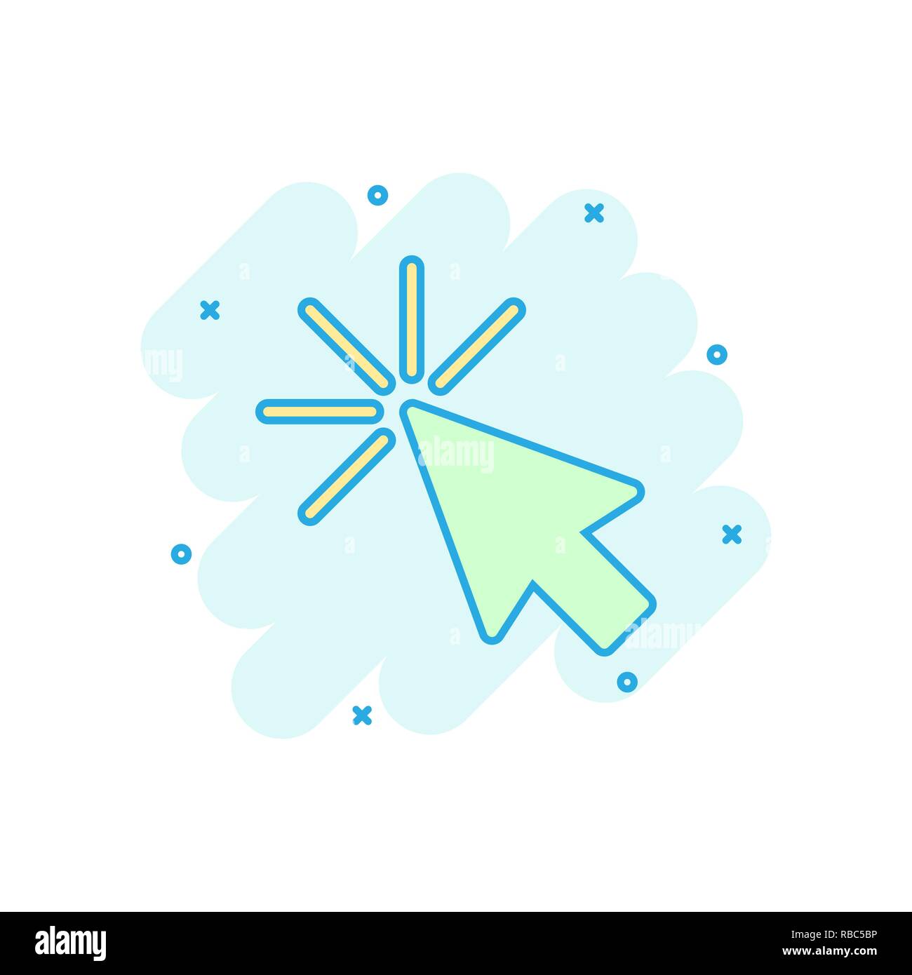 Computer mouse cursor icon in comic style. Arrow cursor vector cartoon ...