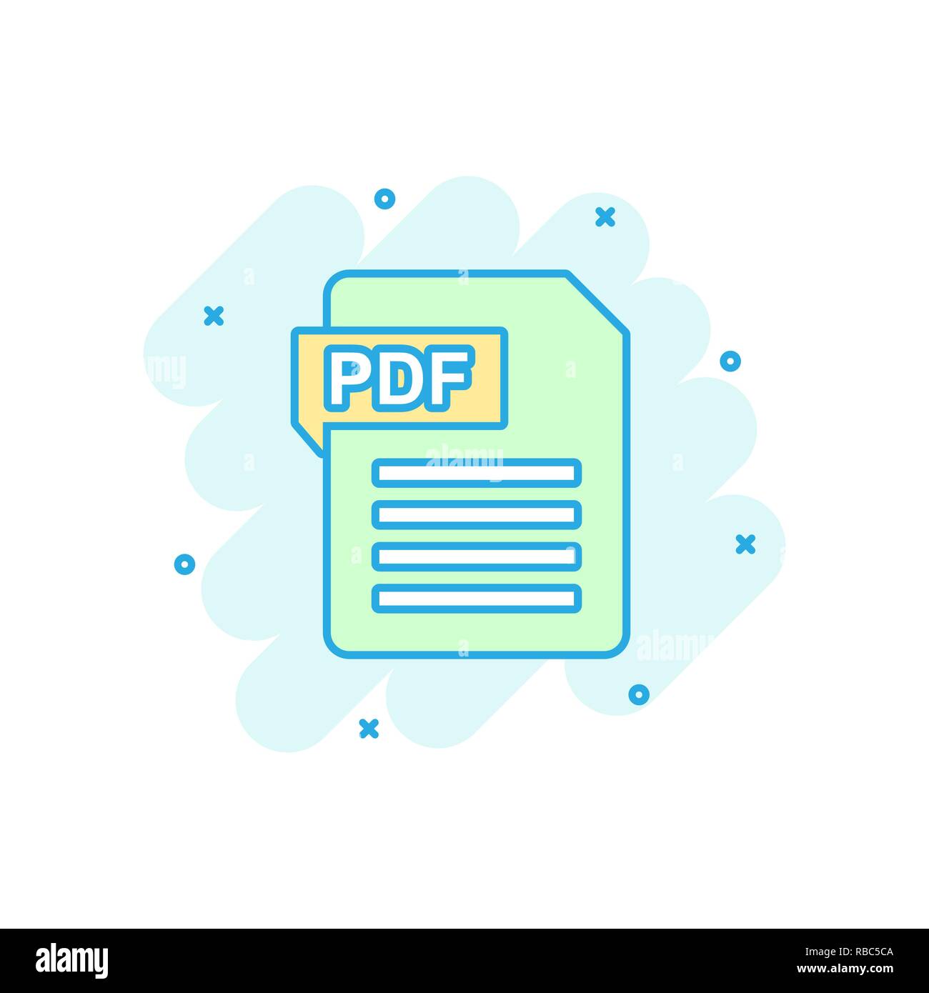Vector cartoon PDF download icon in comic style. PDF format sign ...