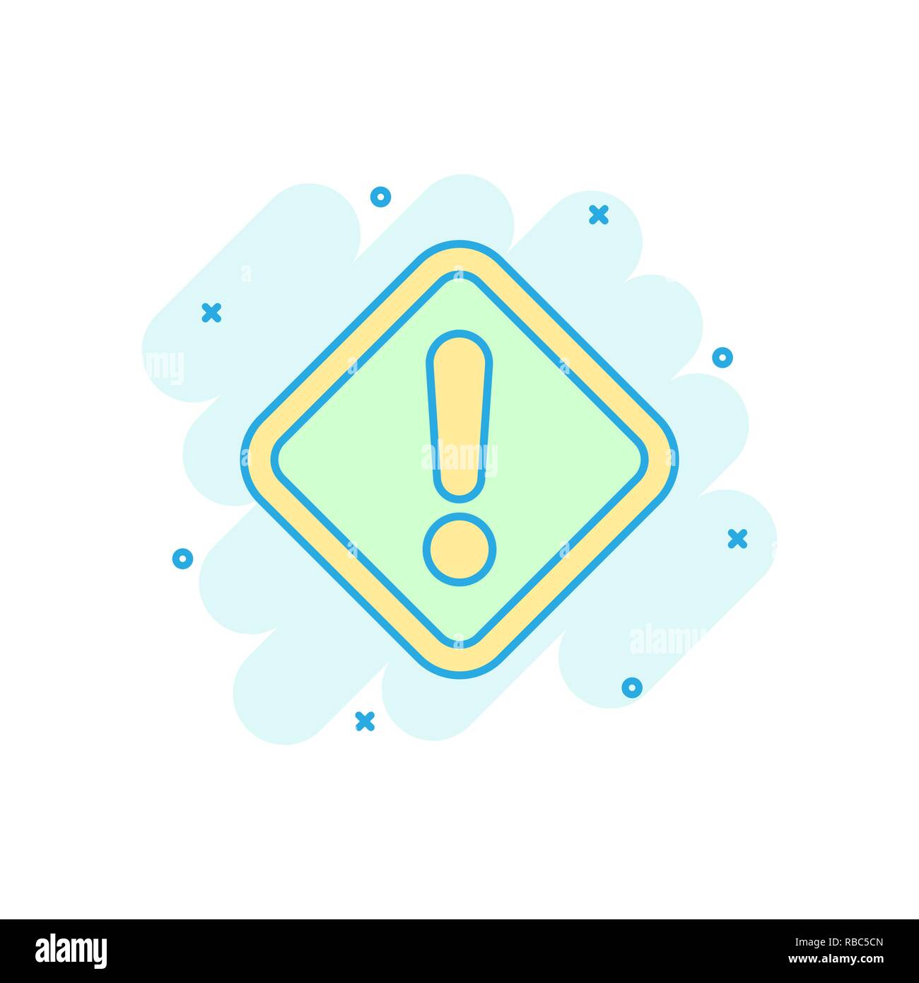 Exclamation mark icon in comic style. Danger alarm vector cartoon ...