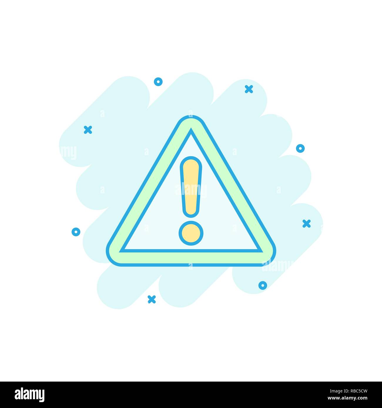 Exclamation mark icon in comic style. Danger alarm vector cartoon ...