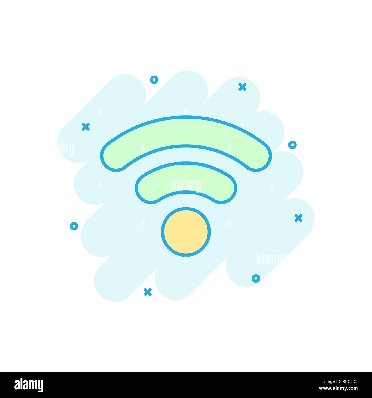 Wifi internet icon in comic style. Wi-fi wireless technology vector cartoon illustration ...