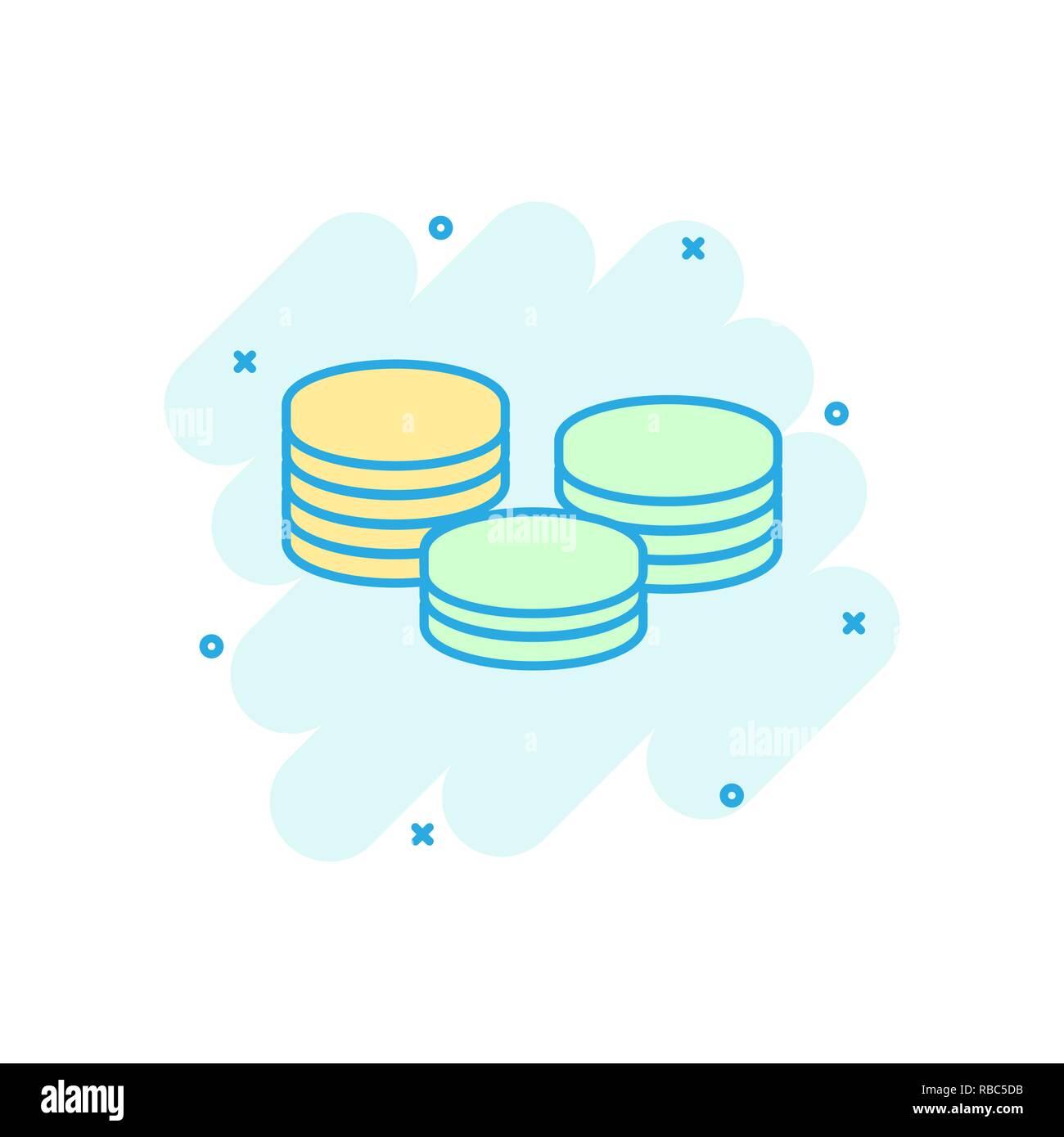 Coins stack icon in comic style. Coin cash vector cartoon illustration ...