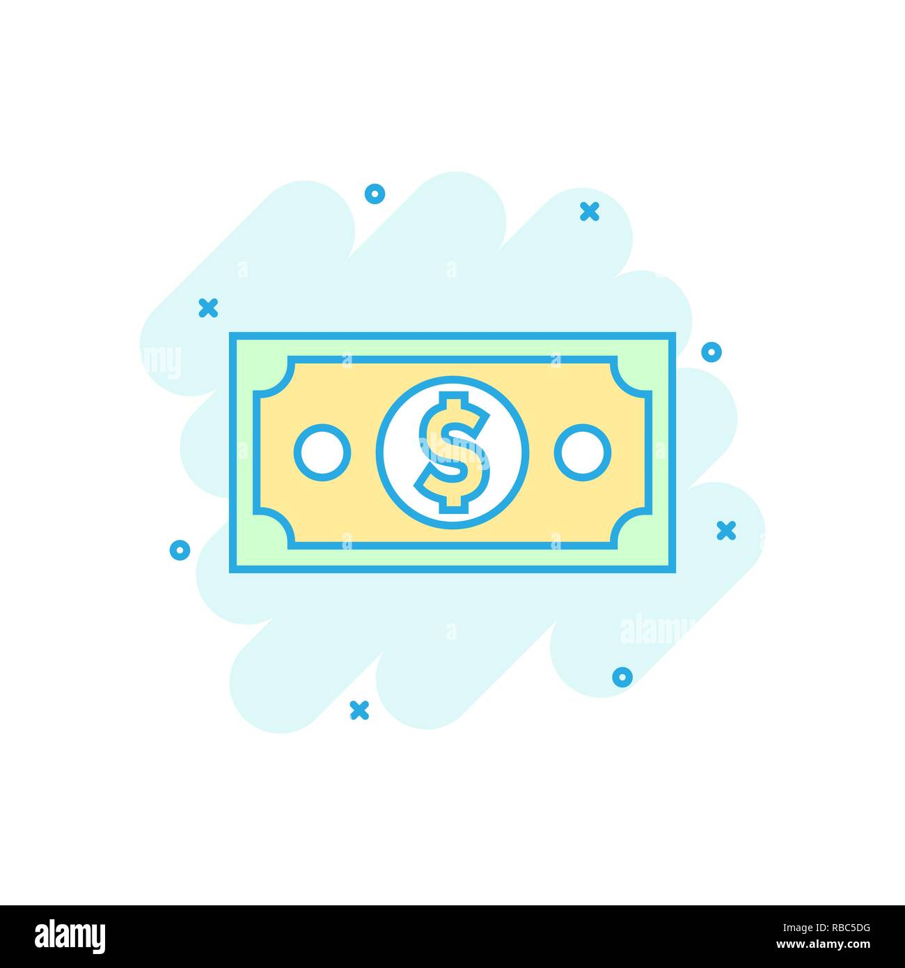 Dollar currency banknote icon in comic style. Dollar cash vector ...