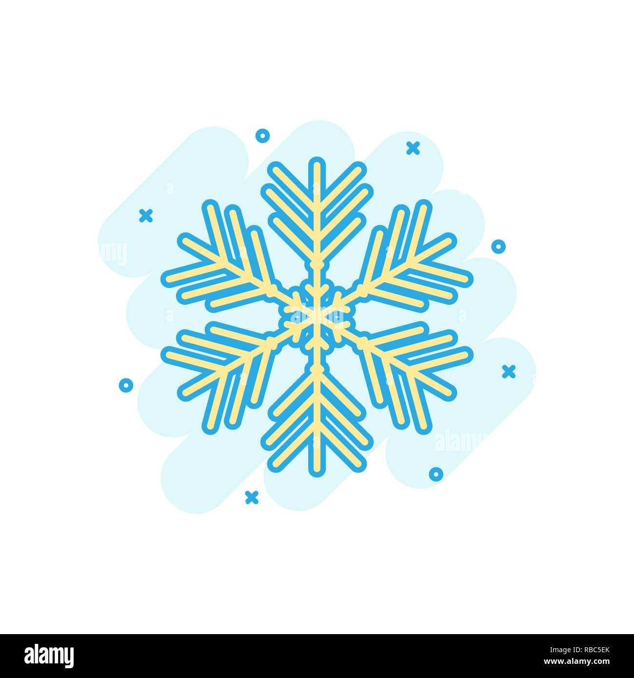 Snowflake icon in comic style. Snow flake winter vector cartoon ...