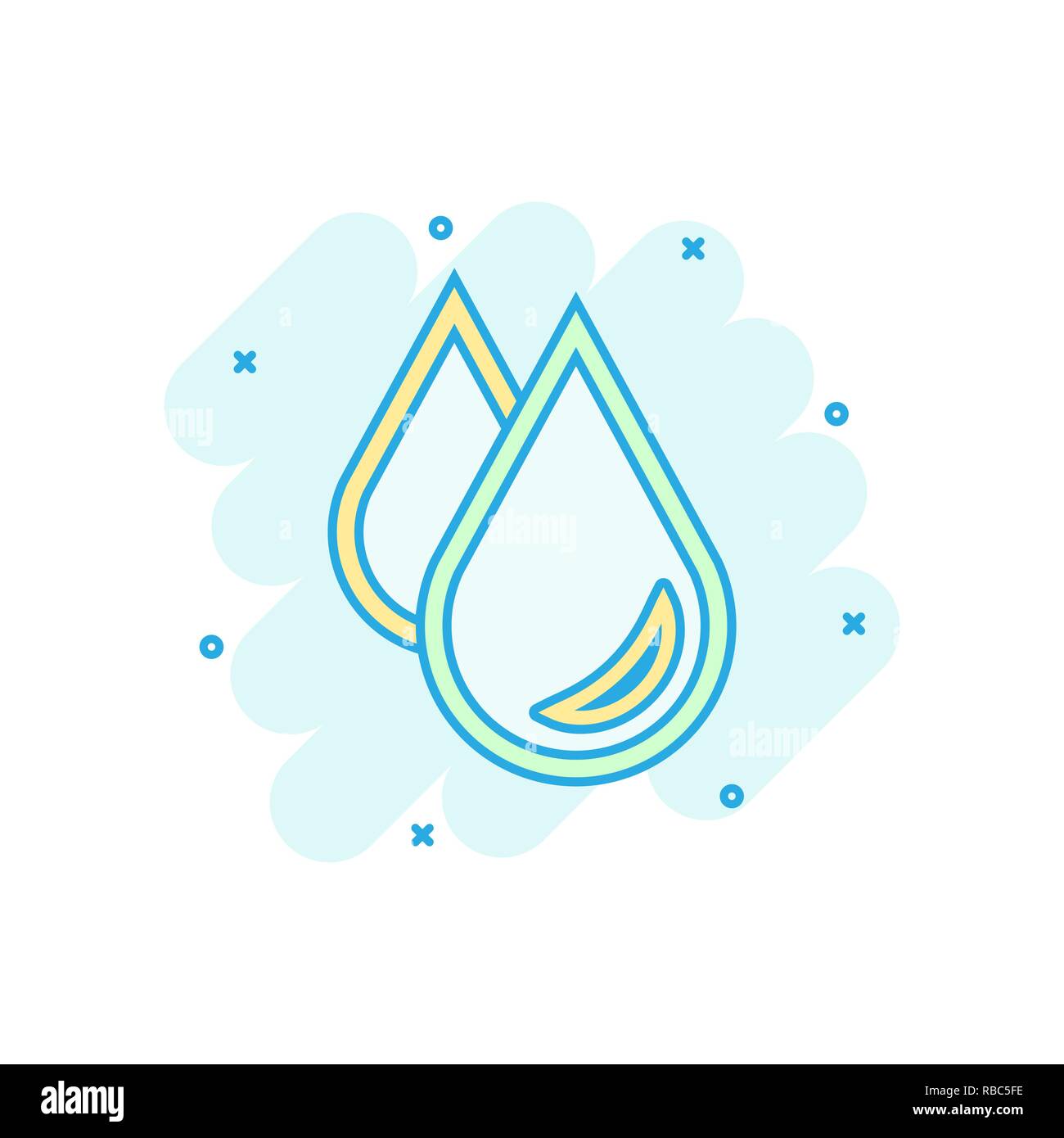 Water drop icon in comic style. Raindrop vector cartoon illustration ...