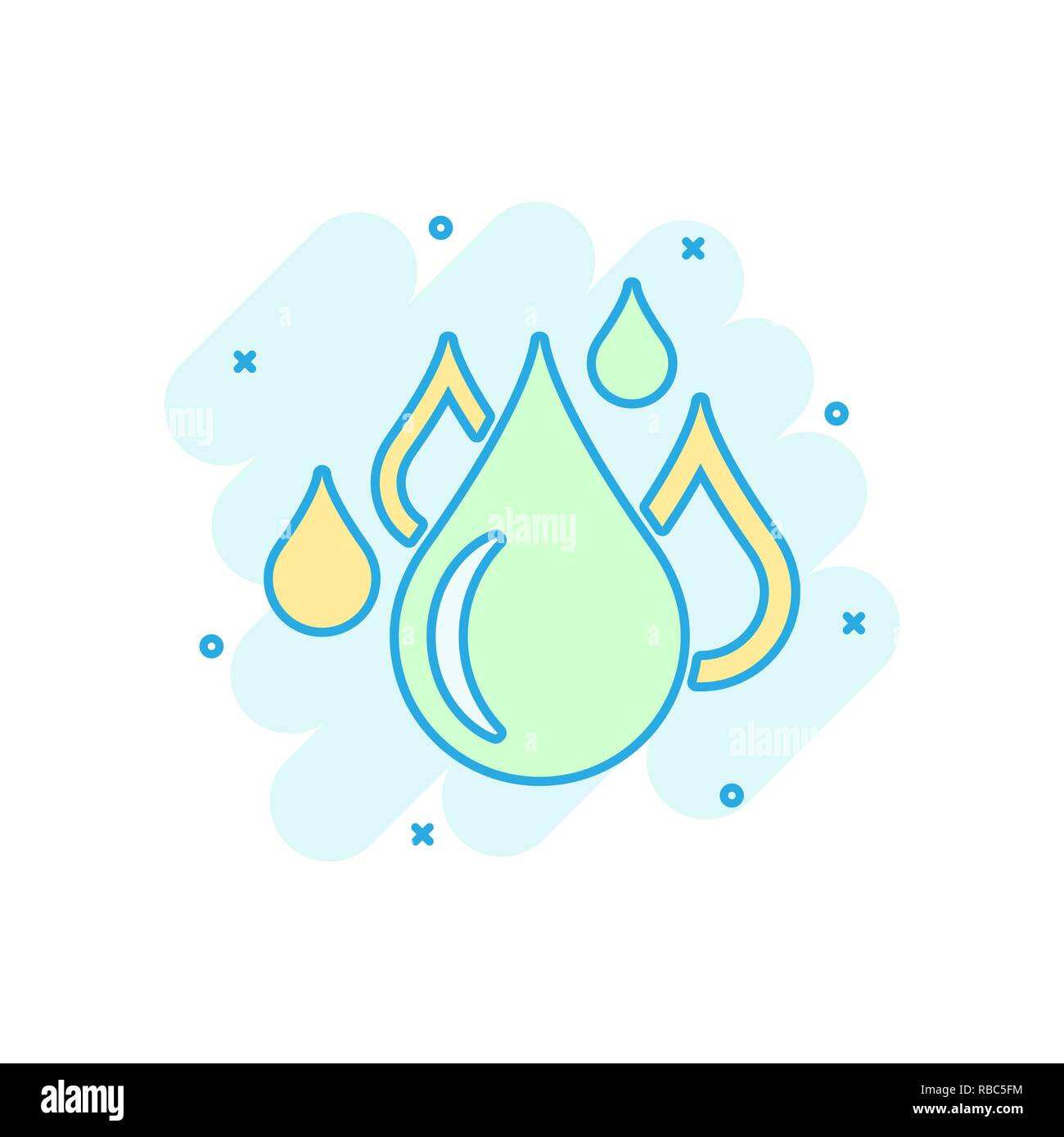 Water drop icon in comic style. Raindrop vector cartoon illustration ...