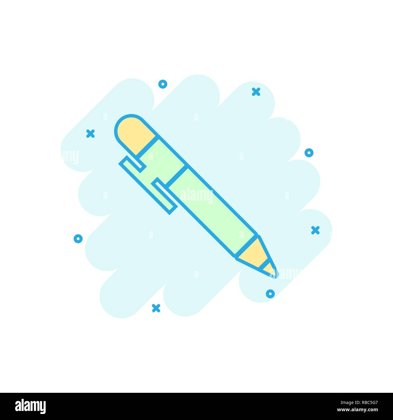Pen icon in comic style. Highlighter vector cartoon illustration ...