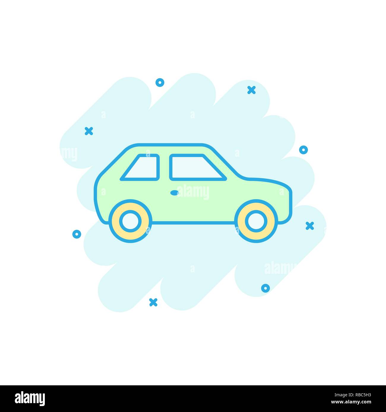 Car icon in comic style. Automobile car vector cartoon illustration ...