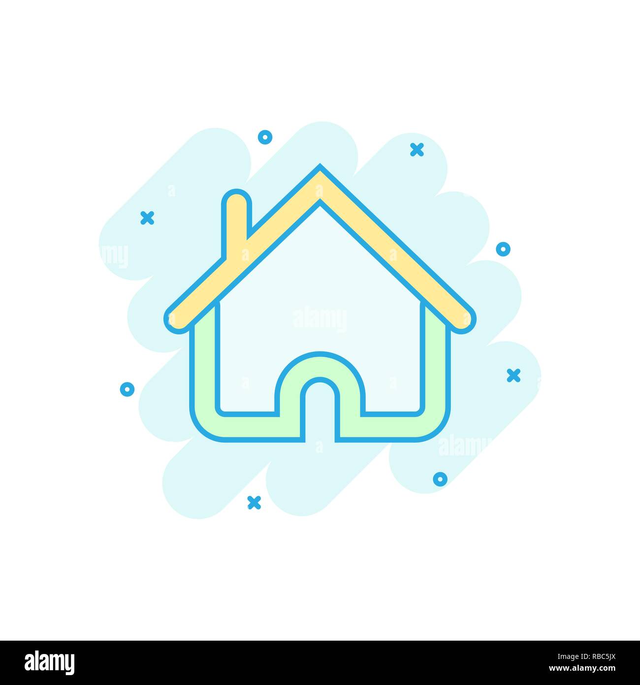 House building icon in comic style. Home apartment vector cartoon ...