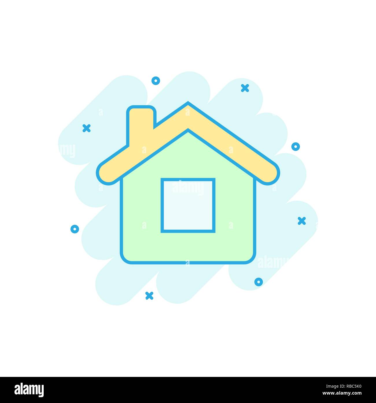 House building icon in comic style. Home apartment vector cartoon ...