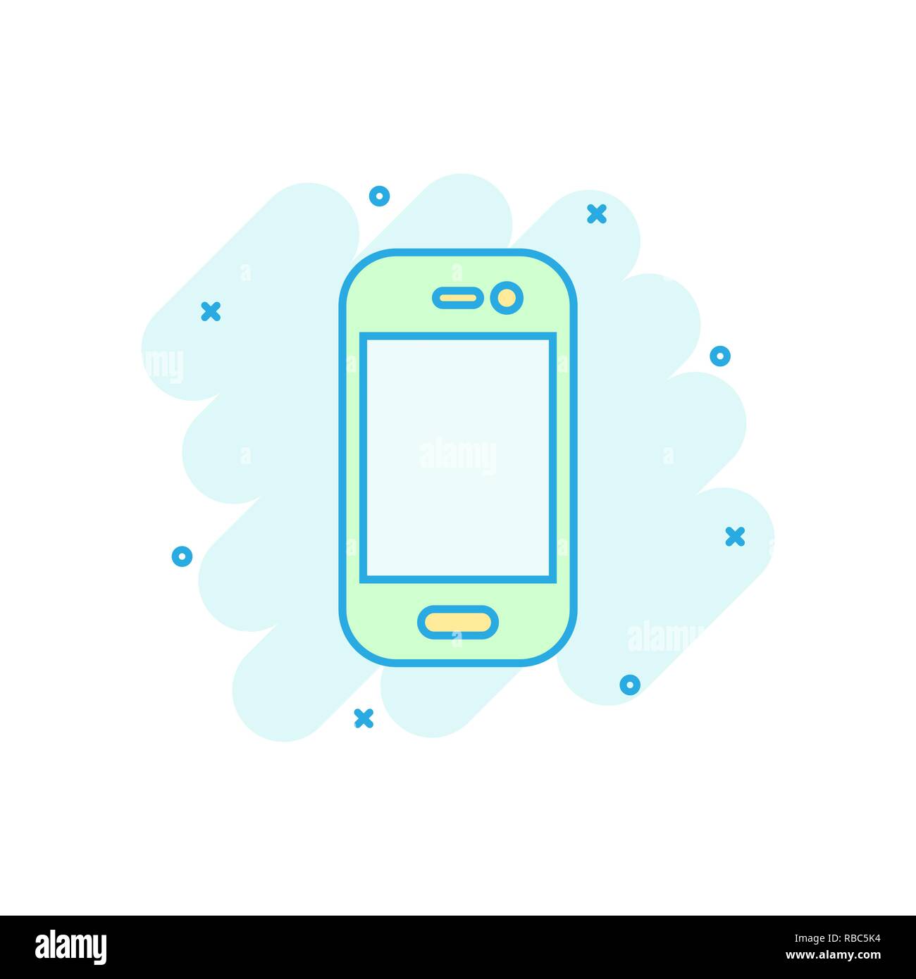 Smartphone icon in comic style. Phone handset vector cartoon ...