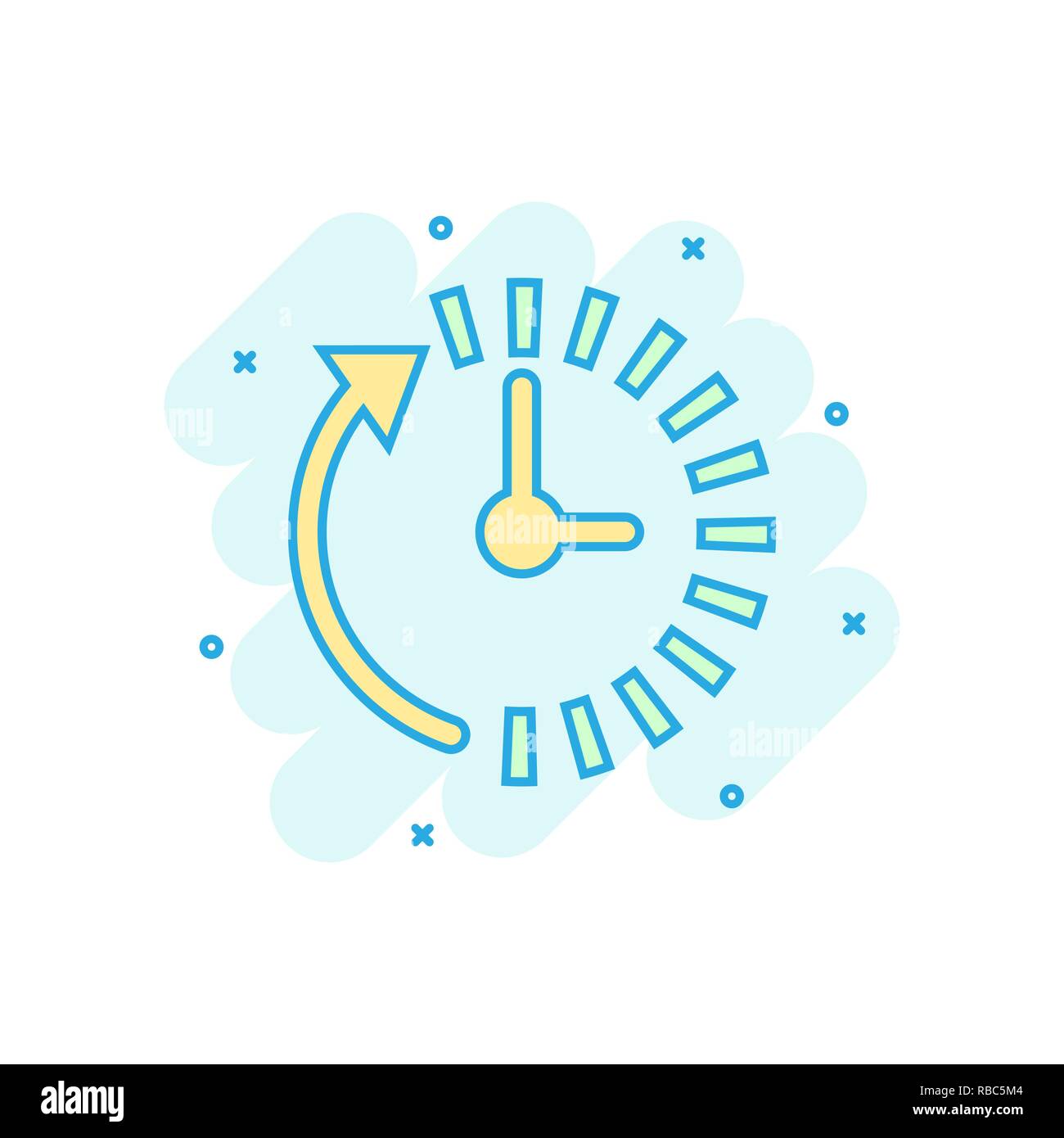 Clock countdown icon in comic style. Time chronometer vector cartoon ...