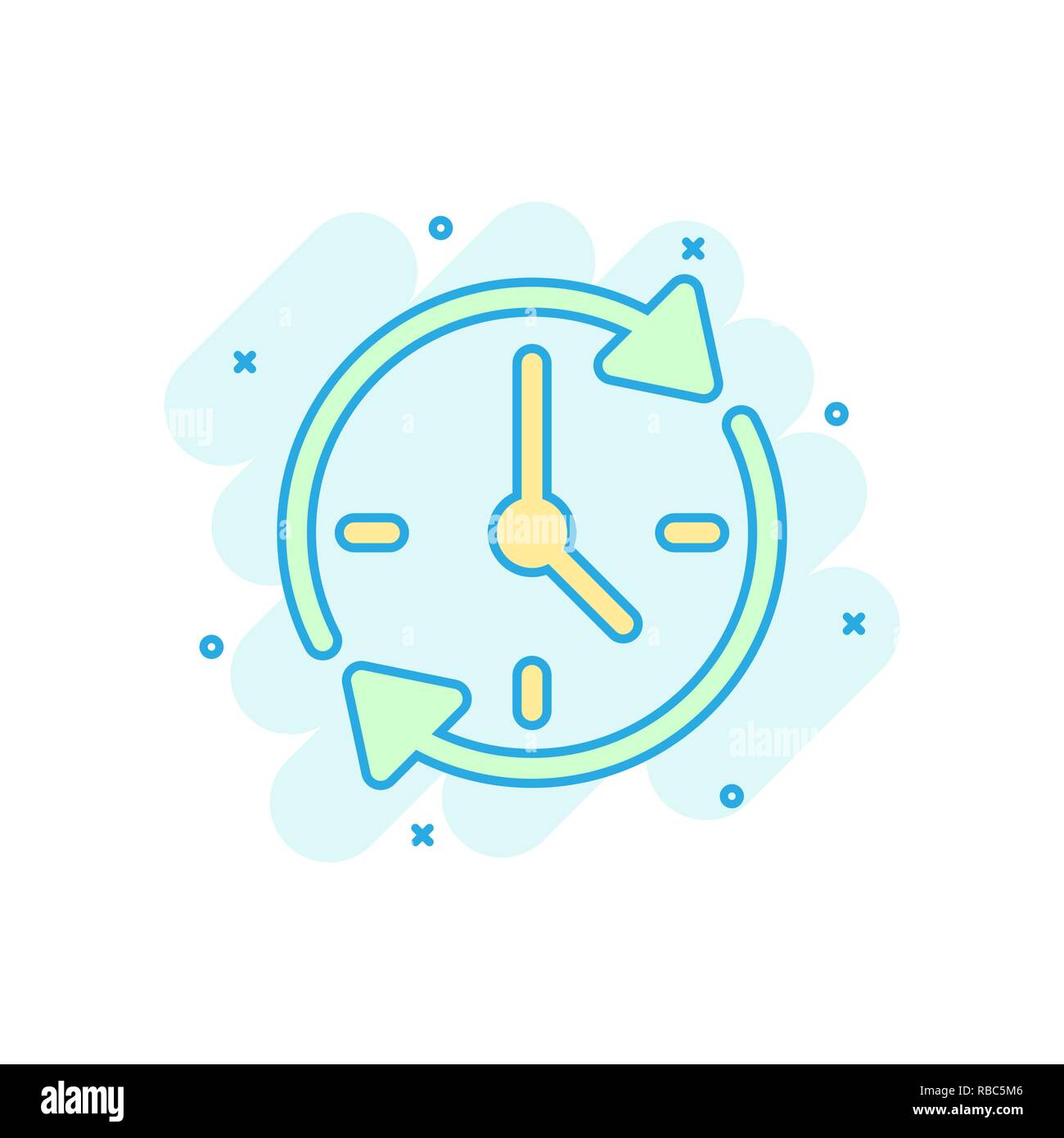 Clock countdown icon in comic style. Time chronometer vector cartoon ...